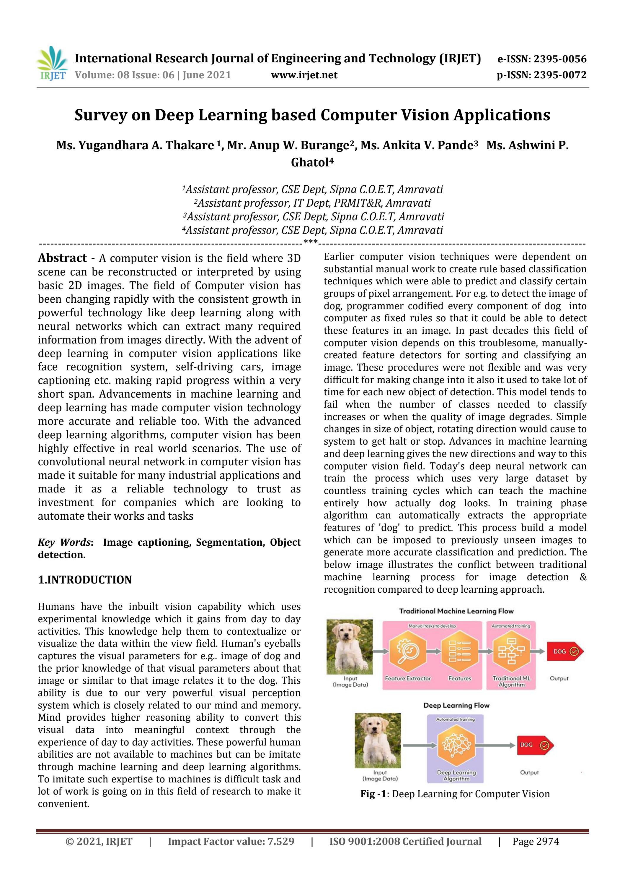 IRJET- Survey on Deep Learning based Computer Vision Applications by IRJET Journal - Issuu