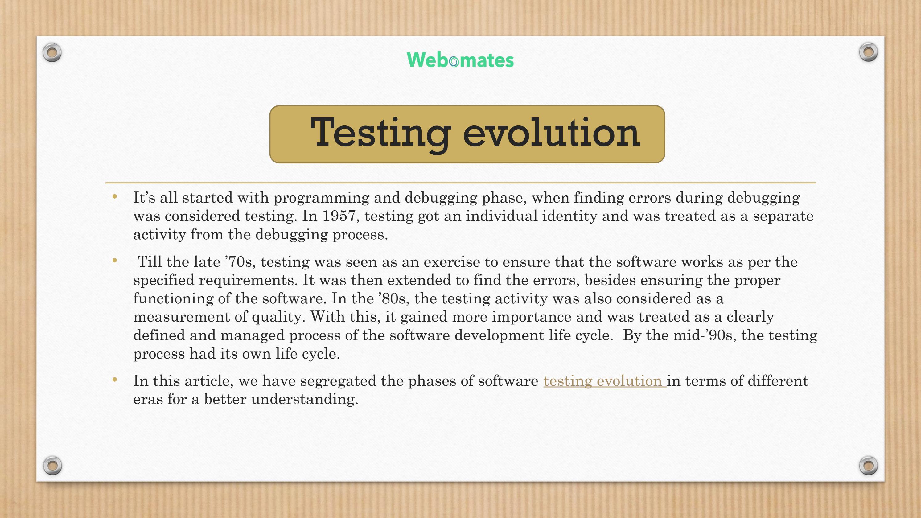 Testing evolution by Webomates INC - Issuu