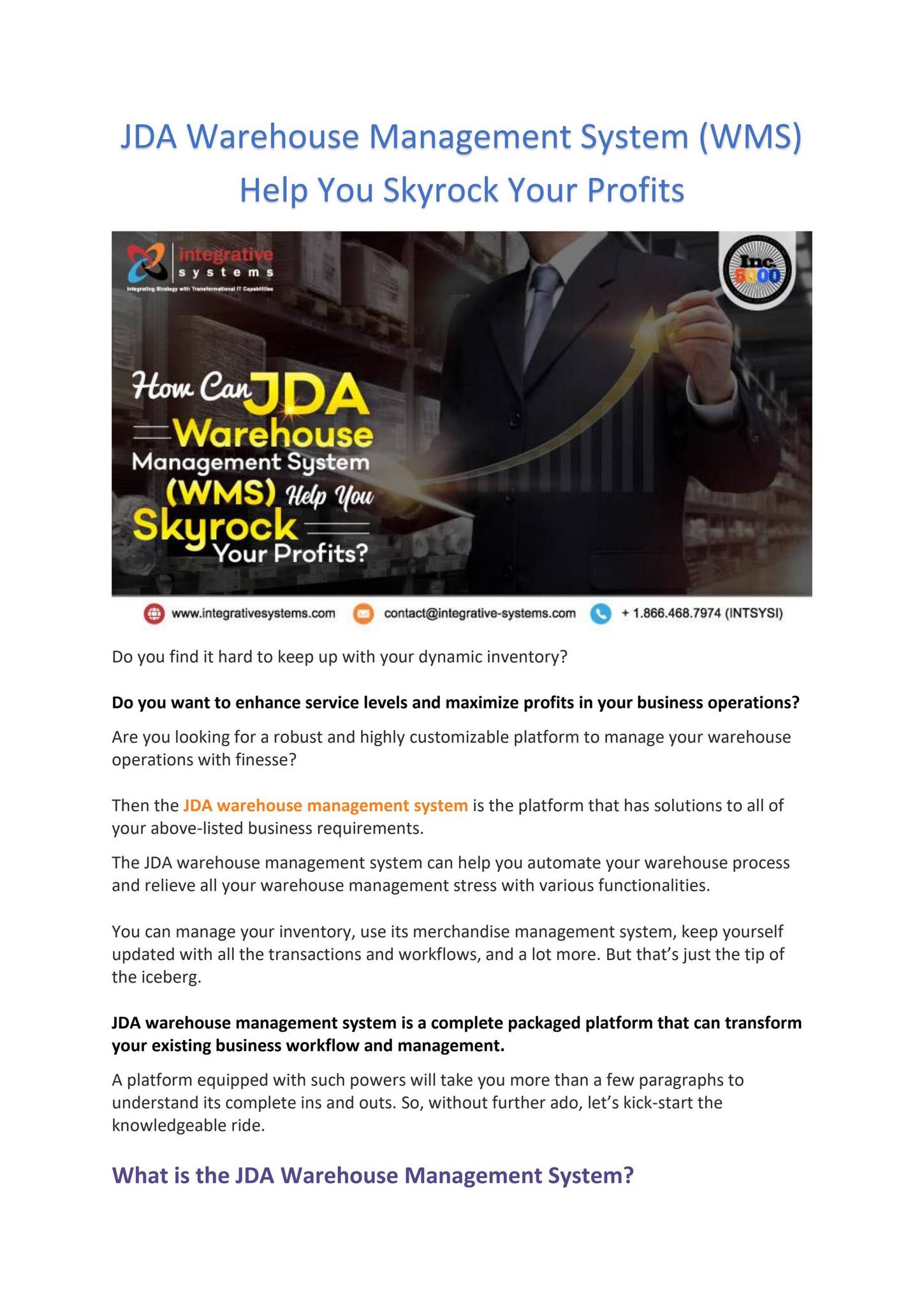 JDA Warehouse Management System (WMS) Help You Skyrock Your Profits by ...