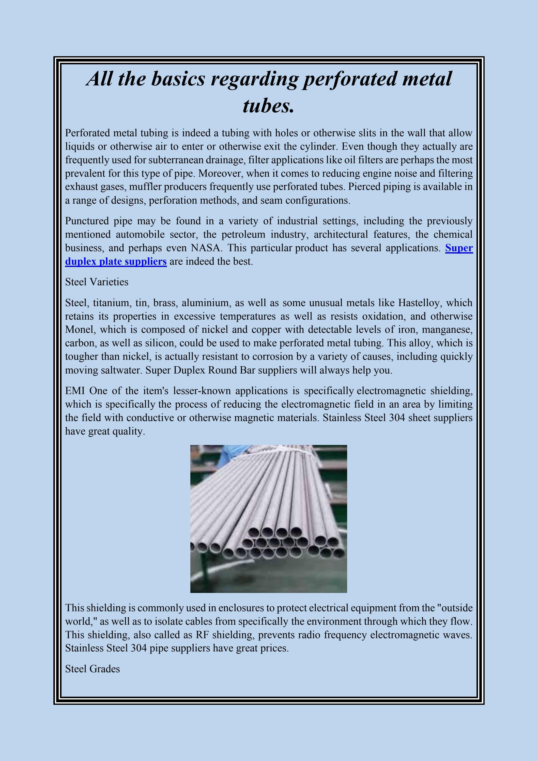 All the basics regarding perforated metal tubes. by Ivan Zion - Issuu