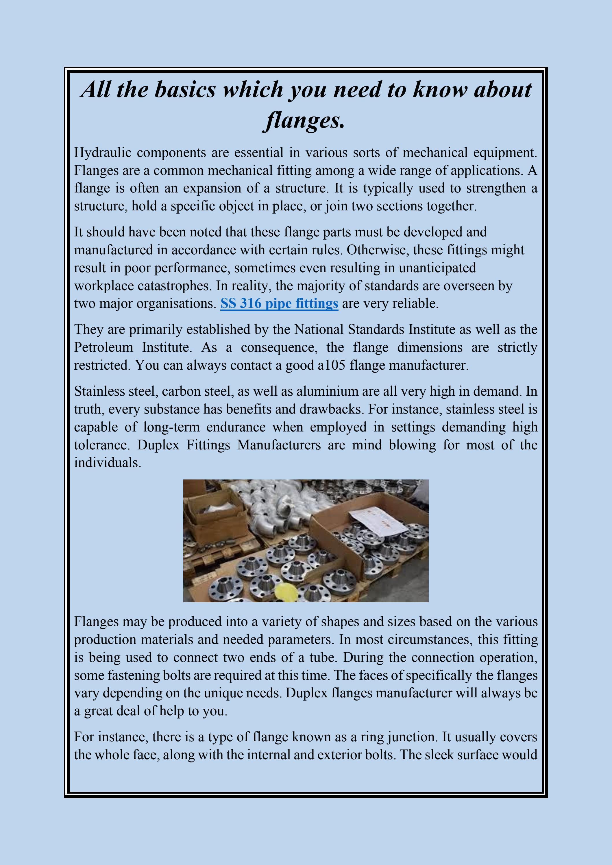 All the basics which you need to know about flanges. by Dallas Dalton - Issuu