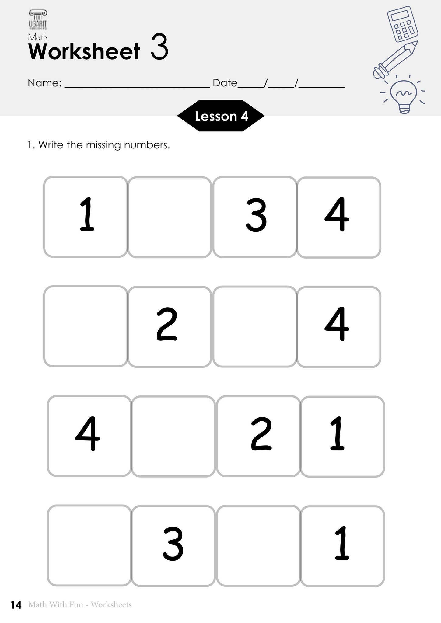 Math With Fun - Worksheet - Sampler by Ugarit Publishing - Issuu