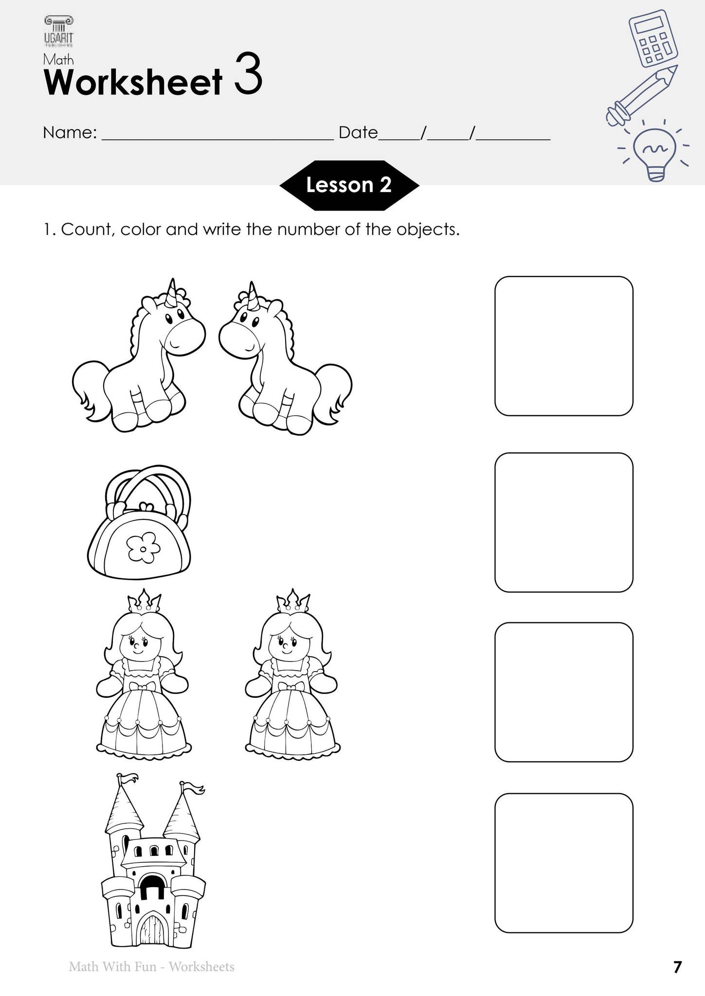 Math With Fun - Worksheet - Sampler by Ugarit Publishing - Issuu