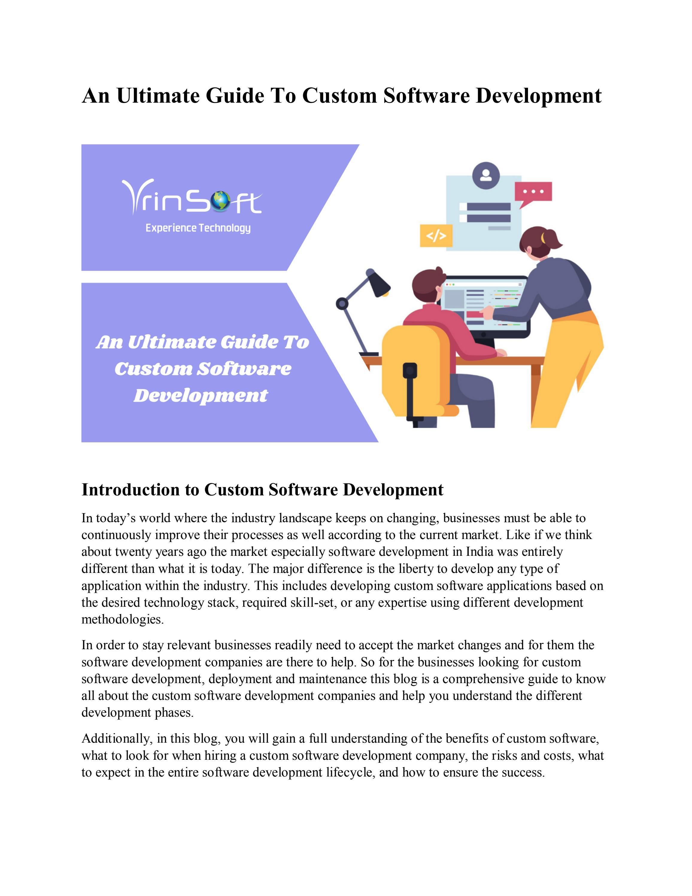 An Ultimate Guide To Custom Software Development by Vrinsoft - Issuu