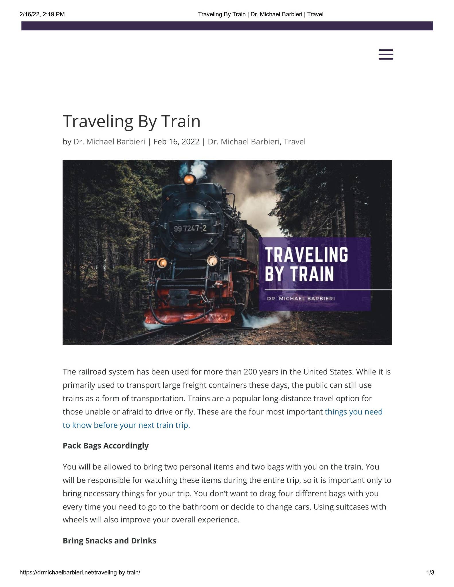 Traveling By Train | Michael Barbieri PhD by Michael Barbieri, PhD - Issuu