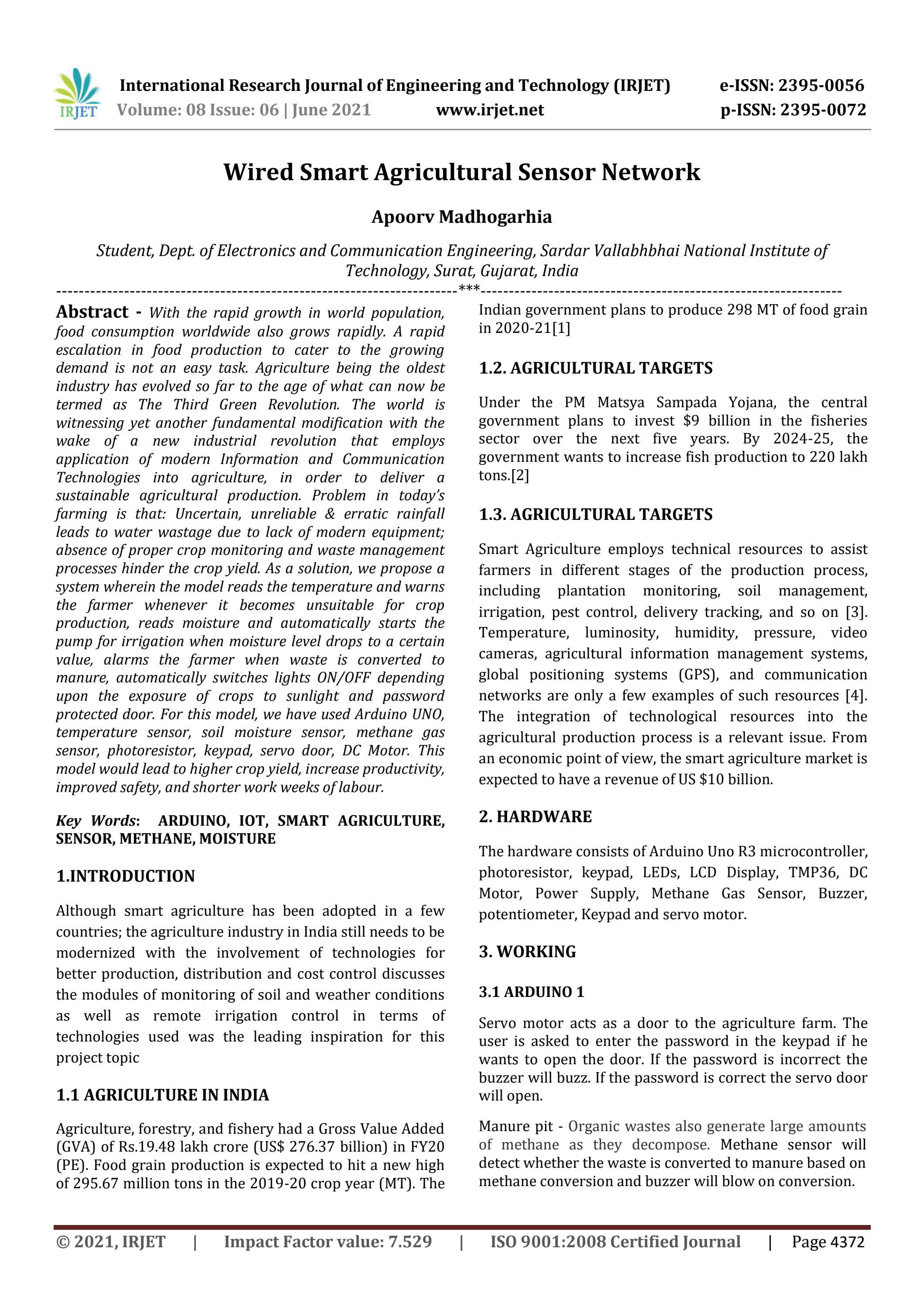 IRJET- Wired Smart Agricultural Sensor Network by IRJET Journal - Issuu