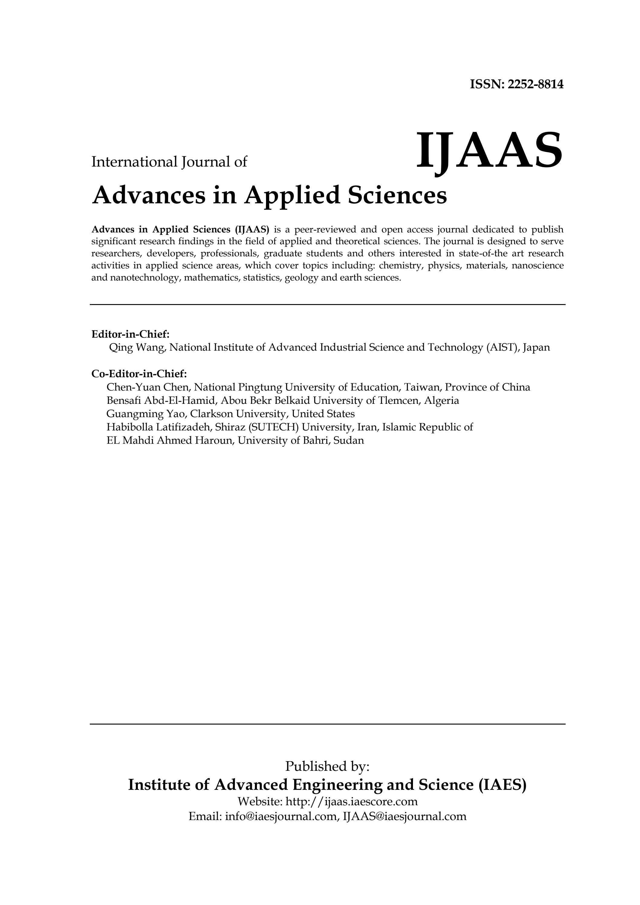 International Journal of Advances in Applied Sciences (IJAAS) Volume 9 ...
