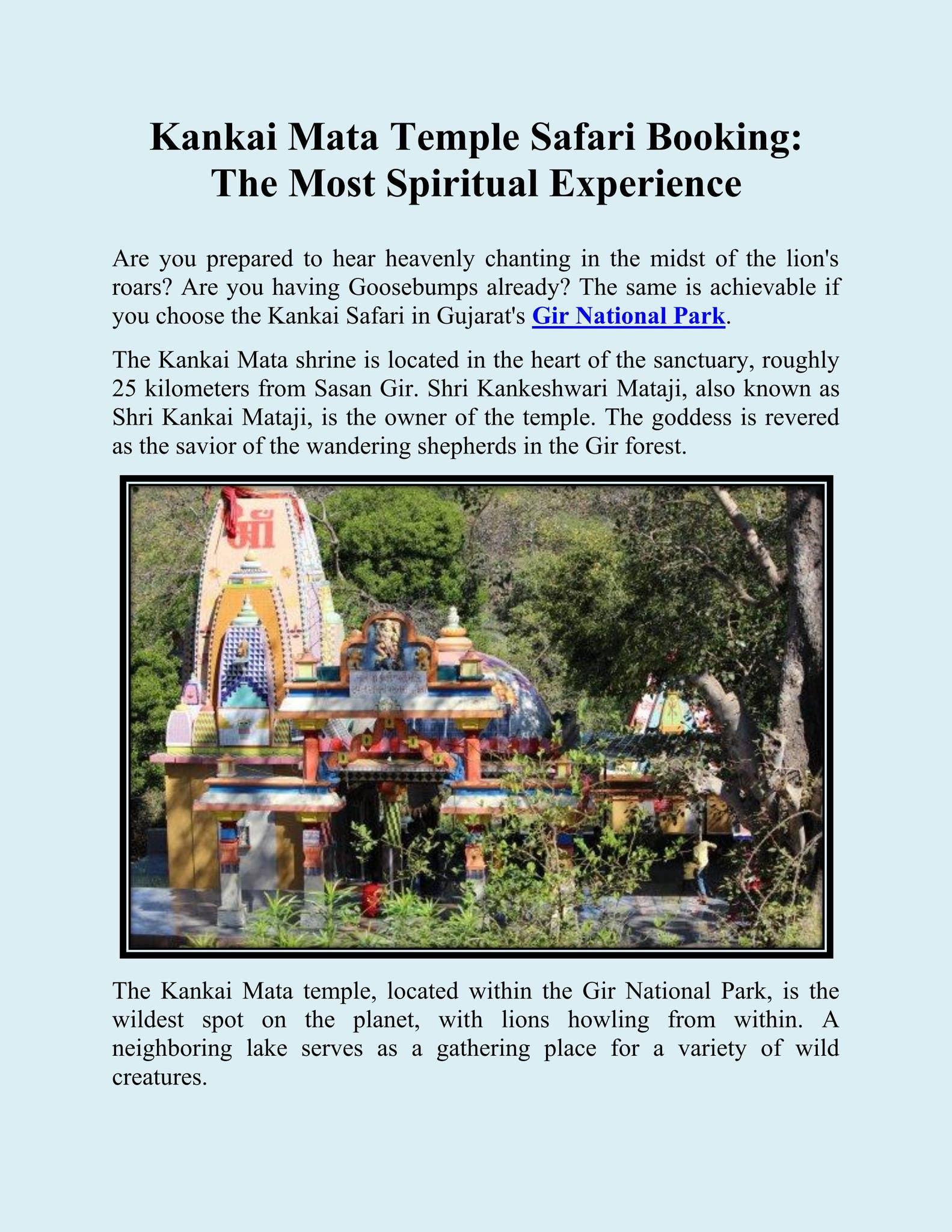 Kankai Mata Temple Safari Booking by Gir Lion Safari - Issuu