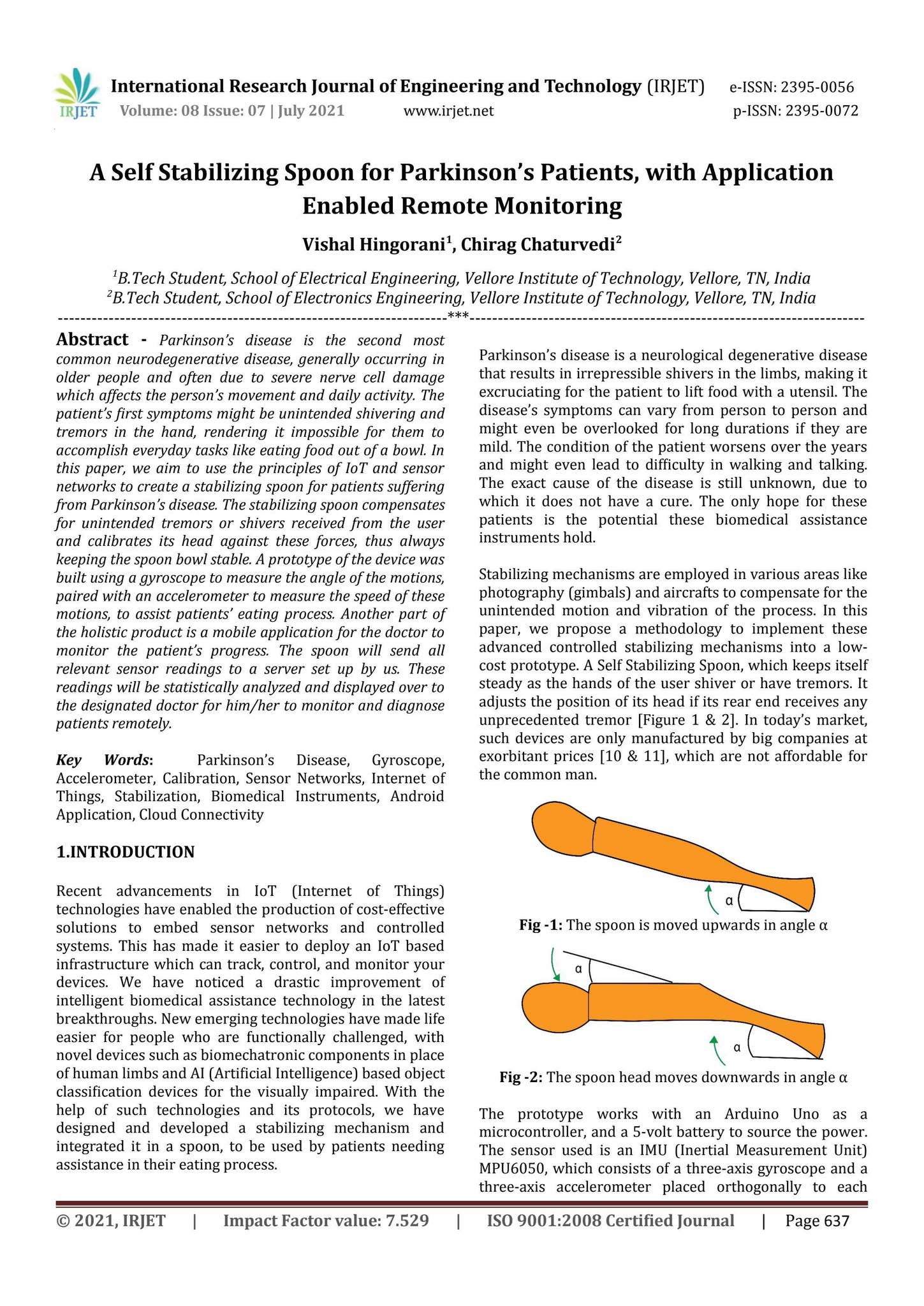 IRJET- A Self Stabilizing Spoon for Parkinson’s Patients, with ...