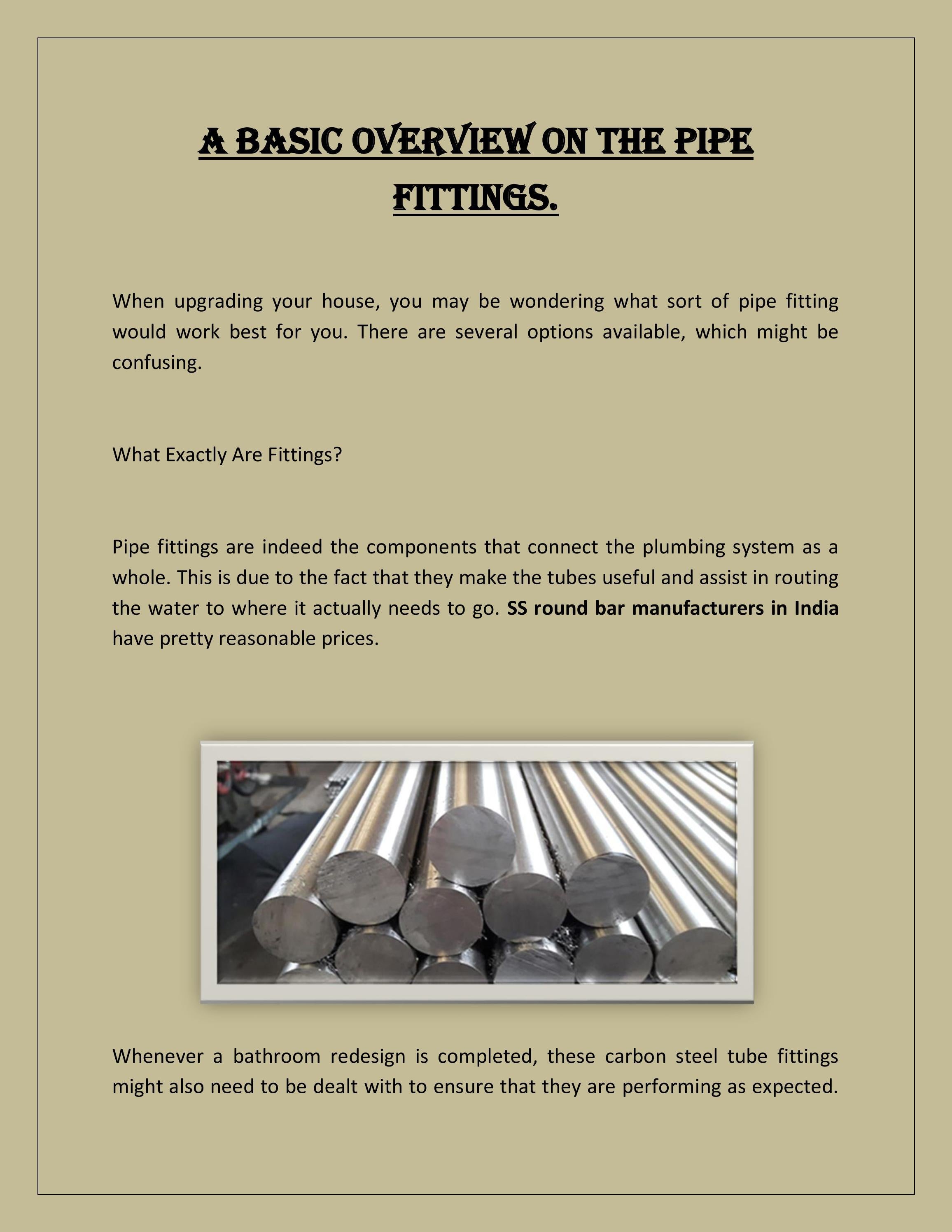 A basic overview on the pipe fittings. by Logan Henry - Issuu