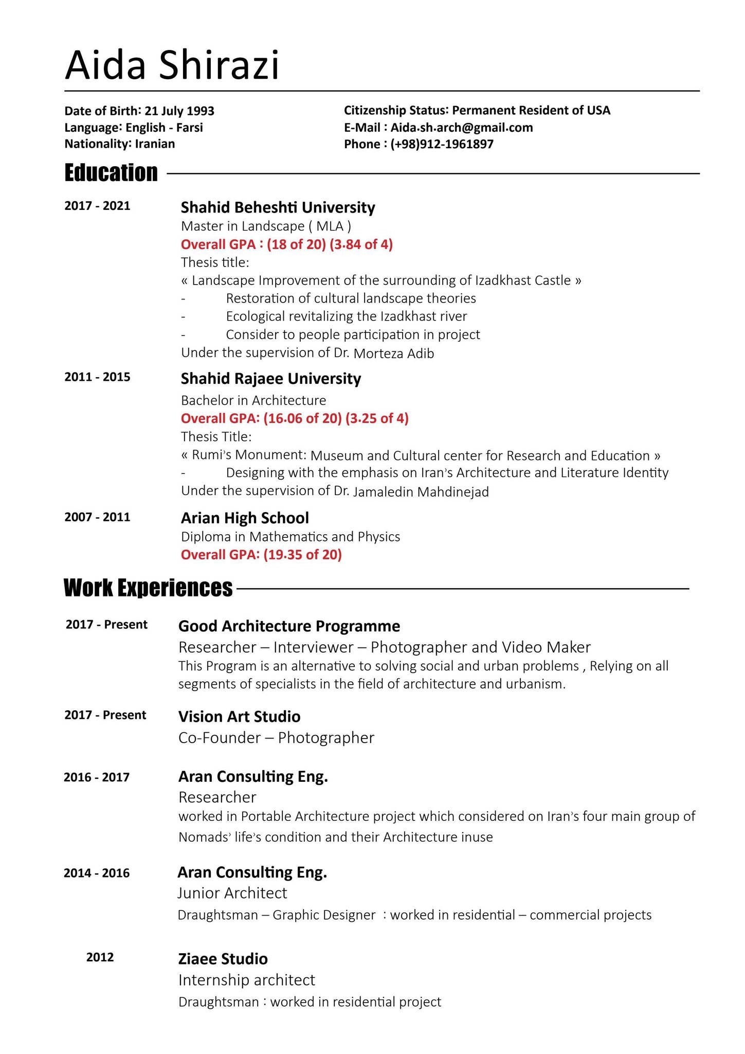 Academic CV by Aida Shirazi - Issuu