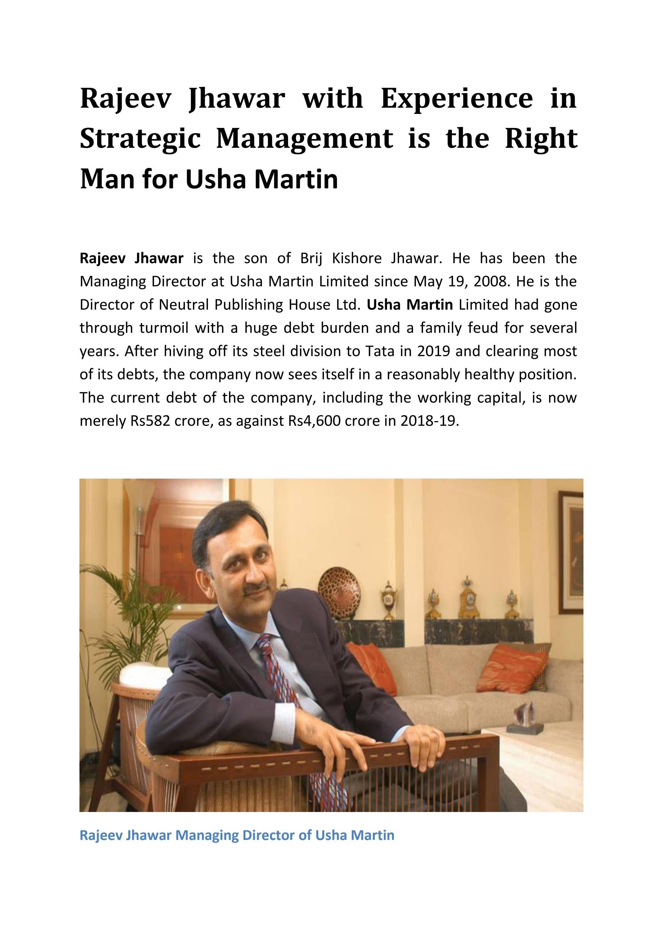 Rajeev Jhawar’s Efforts Took the Company to Great Heights by ...