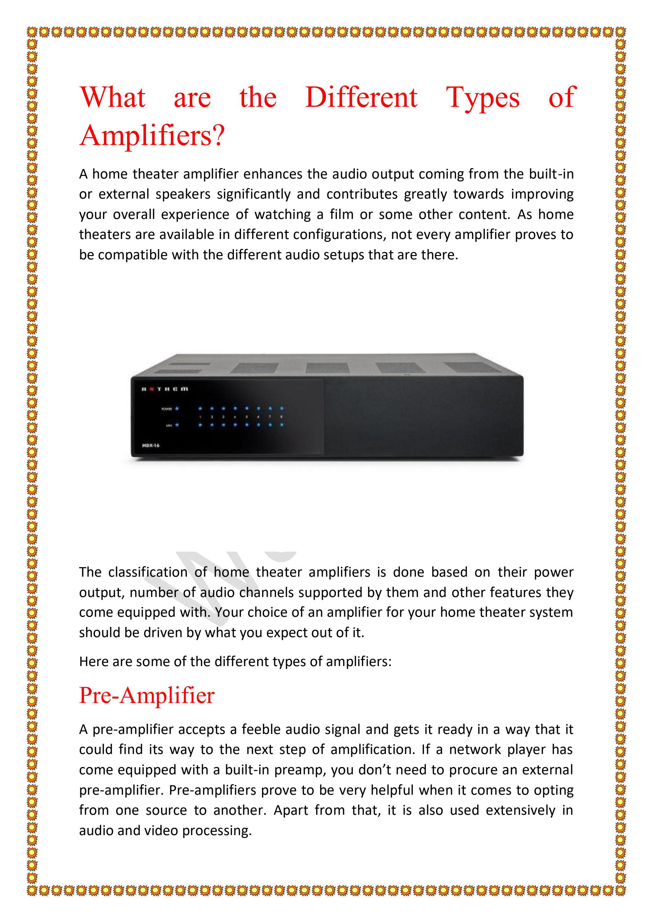 What are the Different Types of Amplifiers? by Sound By Design - Issuu