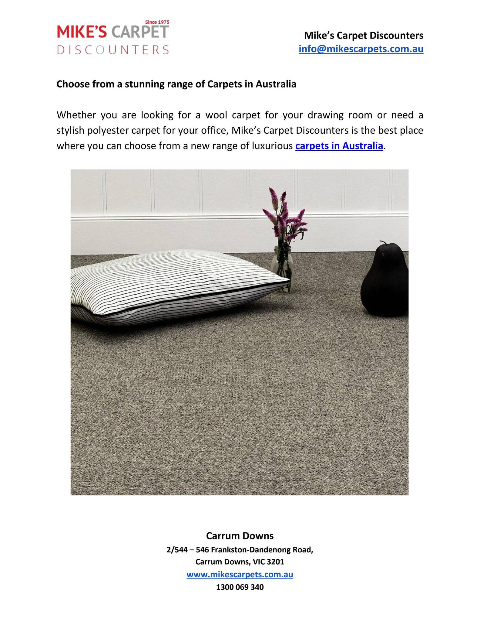 Choose from a stunning range of Carpets in Australia by mikescarpets ...