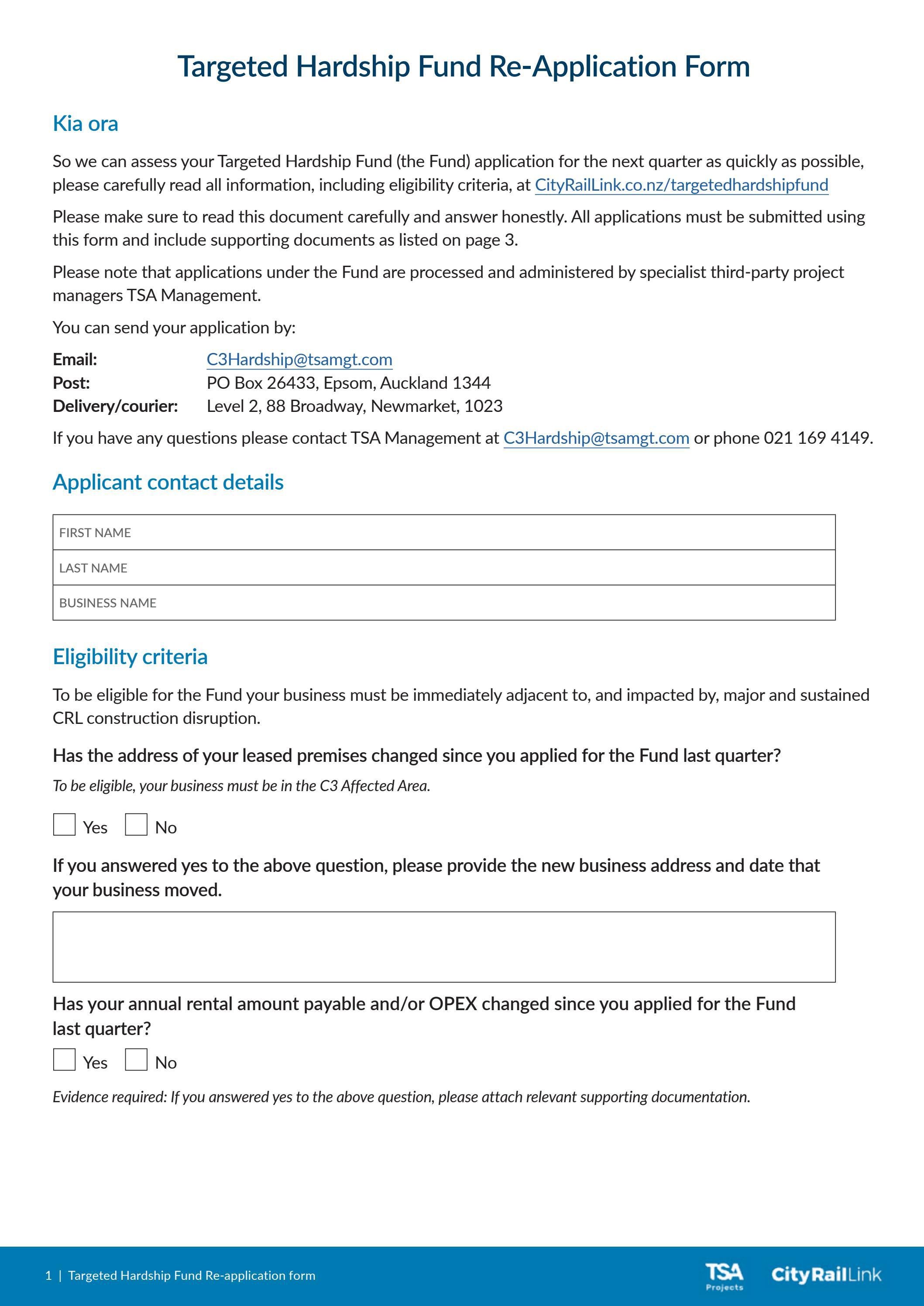 Targeted Hardship Fund Re-application form by City Rail Link Ltd - Issuu