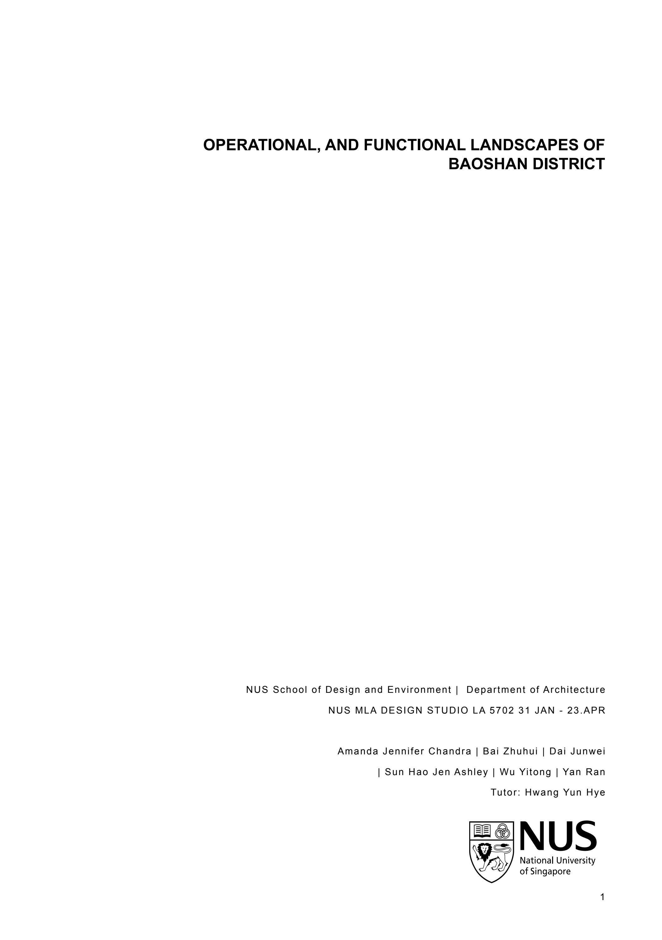 NUS LANDSCAPE: OPERATIONAL AND FUNCTIONAL LANDSCAPES OF BAOSHAN ...