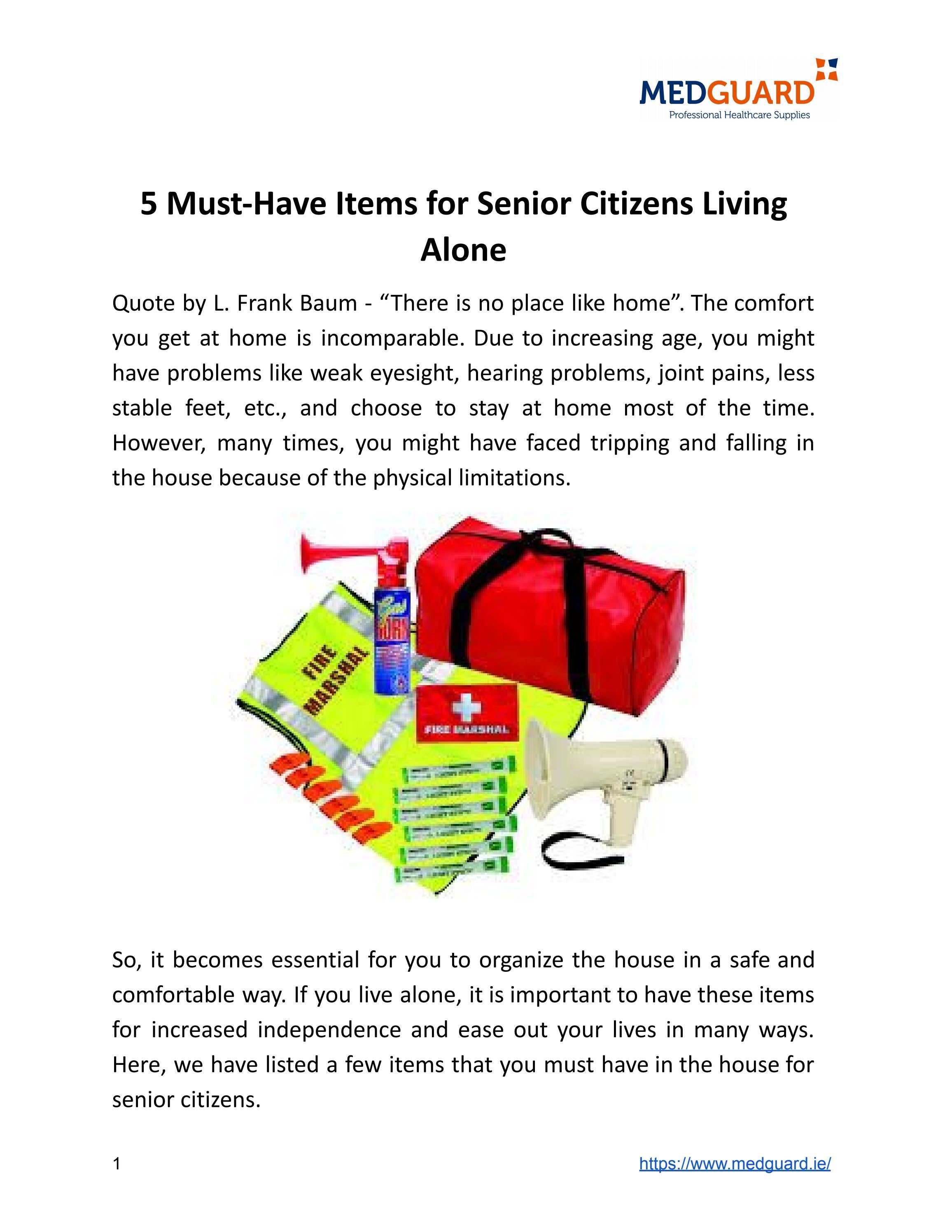 5 Must Have Items for Senior Citizens Living Alone by Med Guard - Issuu