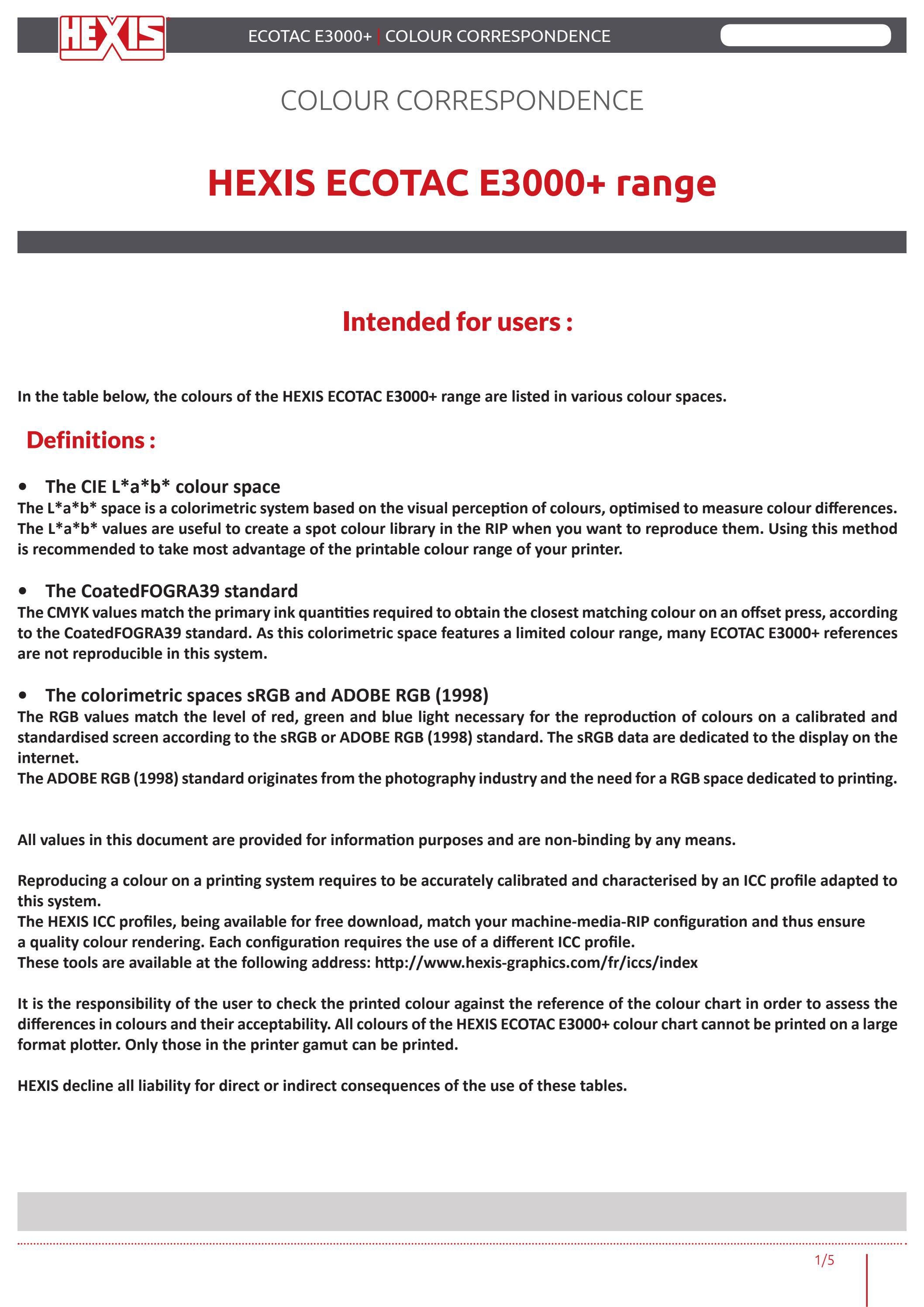 ECOTAC E3000+ Colour Correspondence by HEXIS UK Ltd - Issuu
