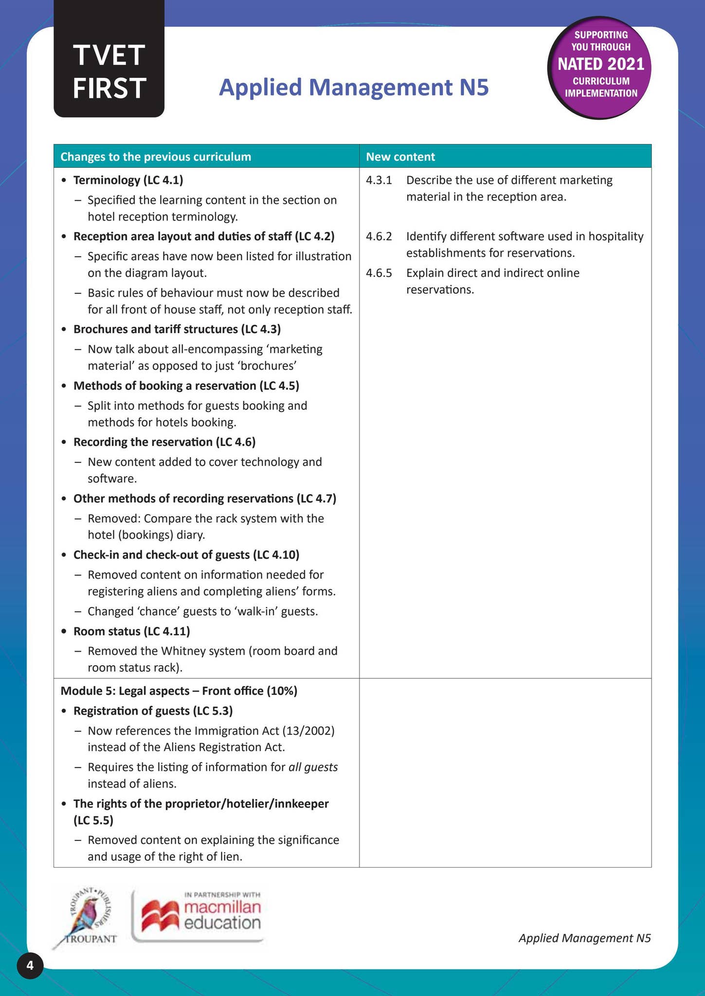 New Nated BUSINESS Curriculum Comparison Grid N5 & N6 by Macmillan ...