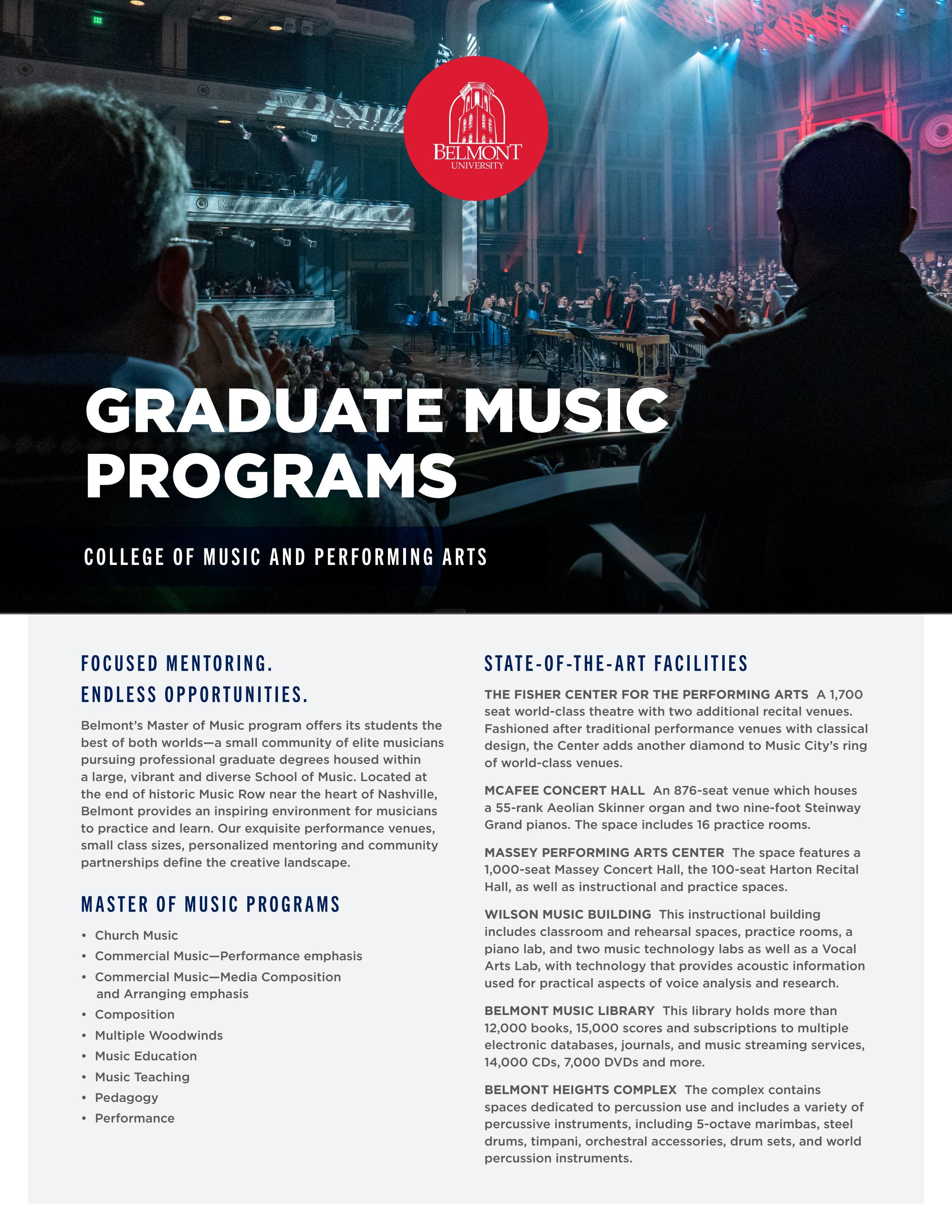 Graduate Music Programs Handout by Belmont University - Issuu