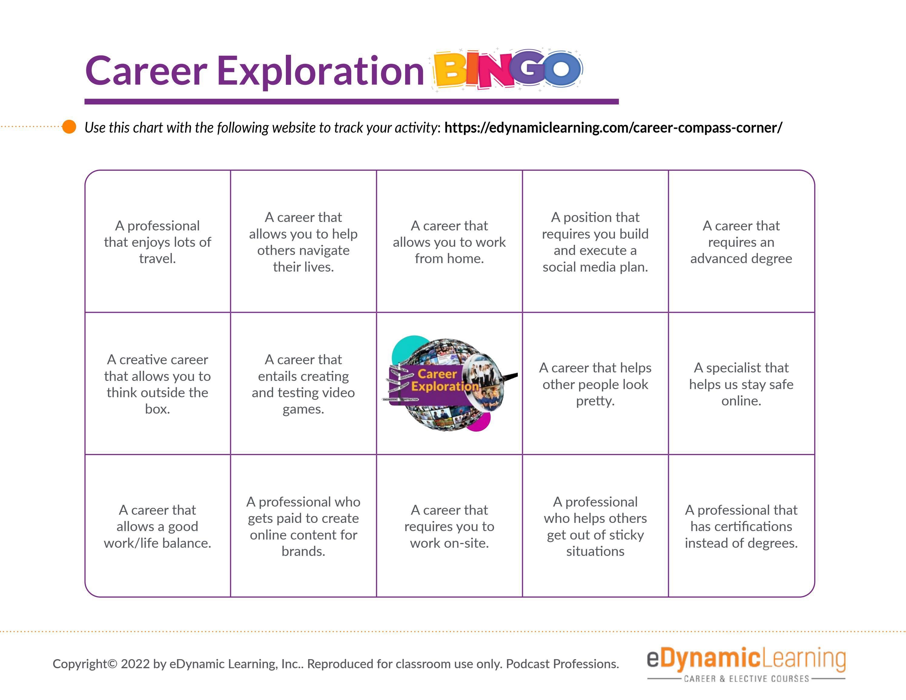Career Exploration Bingo by edynamiclearning - Issuu