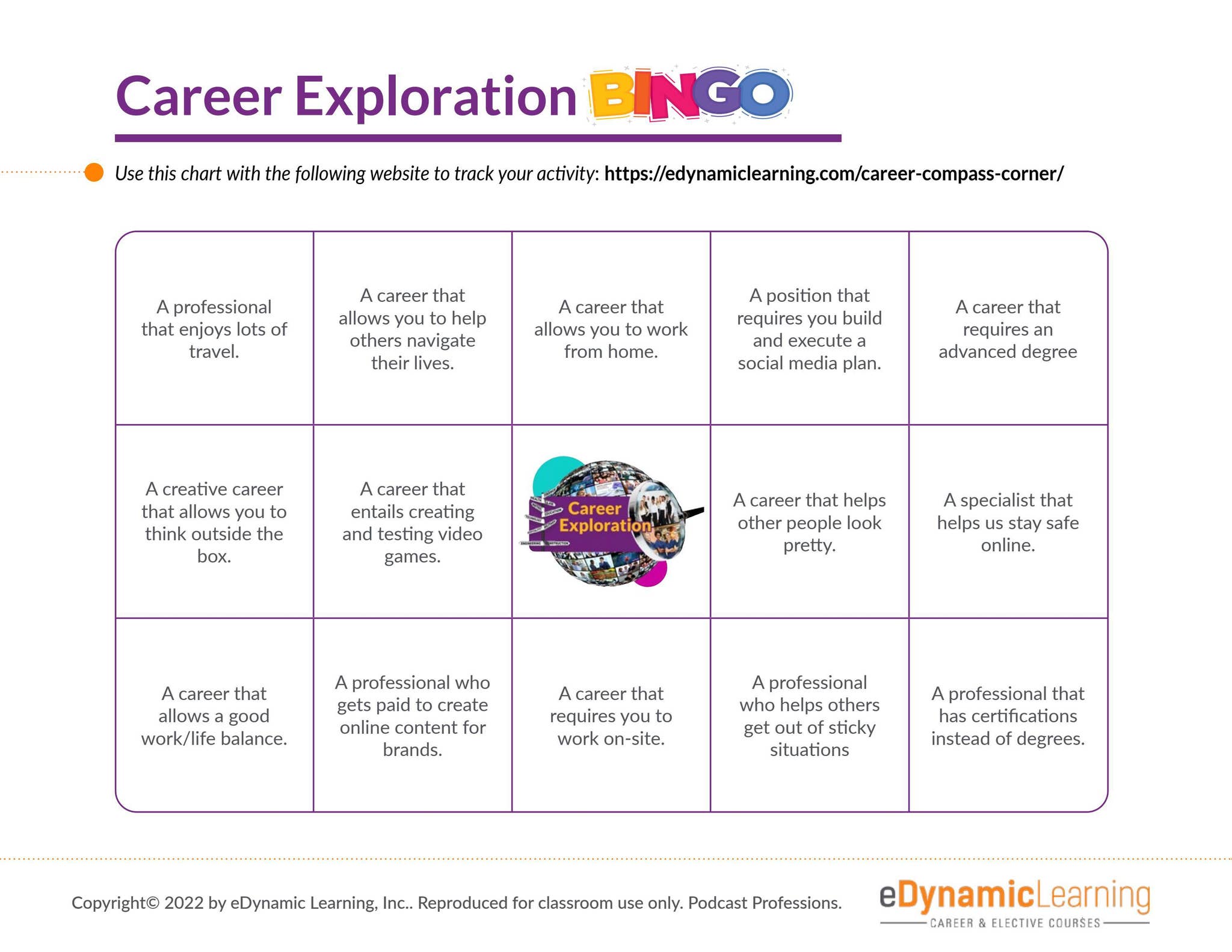 Career Exploration Bingo by edynamiclearning - Issuu