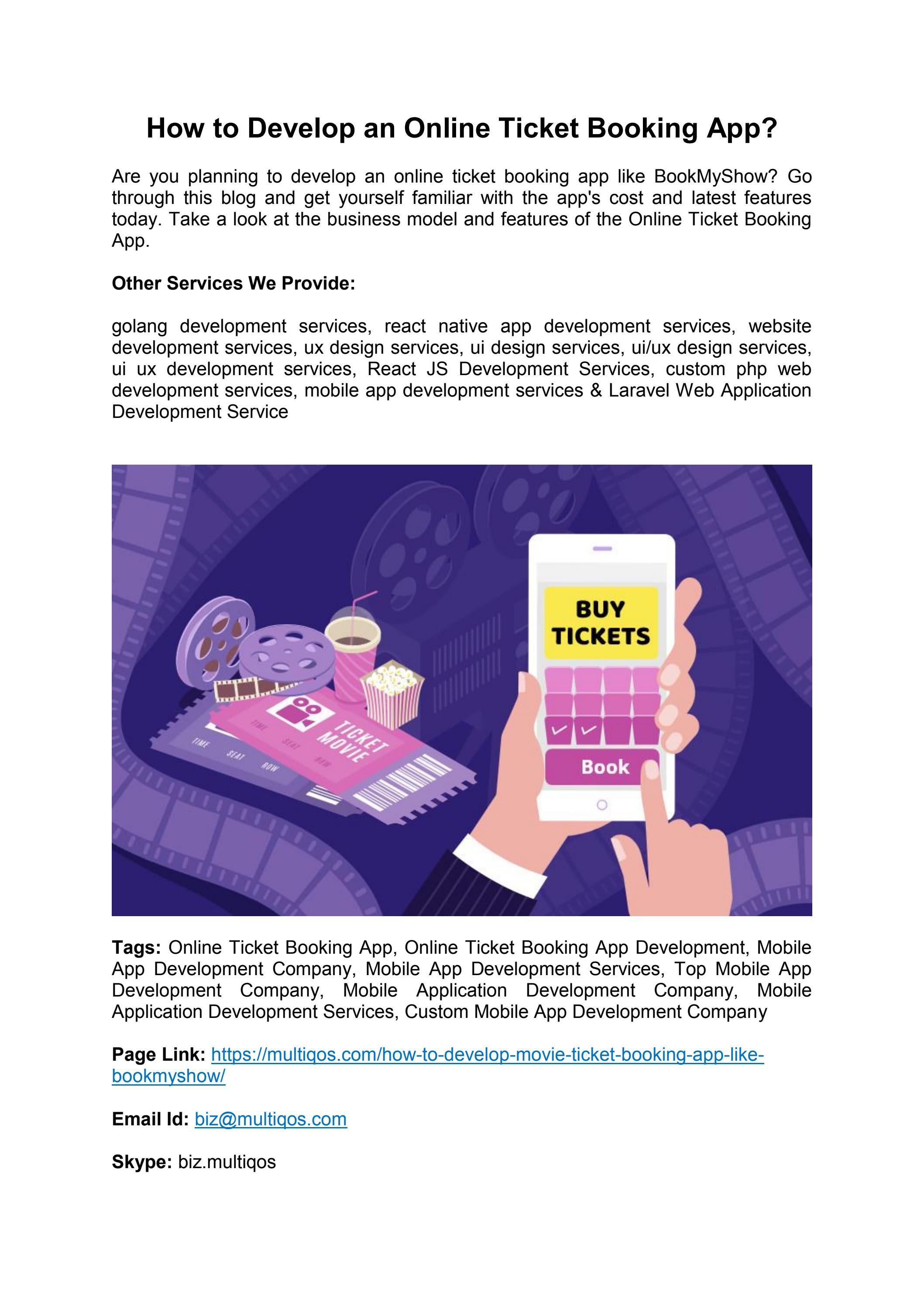 How to Create an Online Ticket Booking App Like BookMyShow? by MultiQoS ...