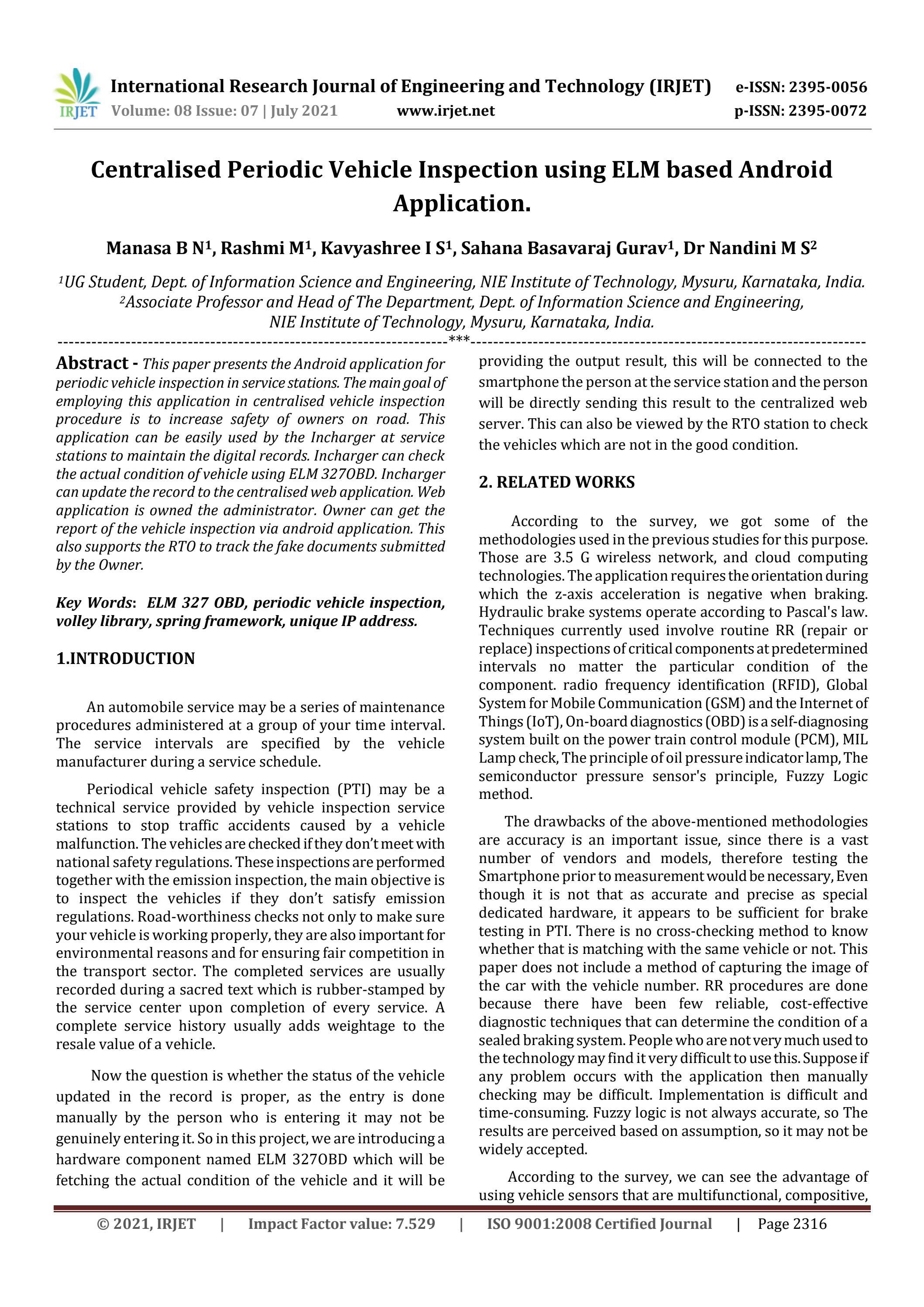 IRJET- Centralised Periodic Vehicle Inspection using ELM based Android Application by IRJET ...