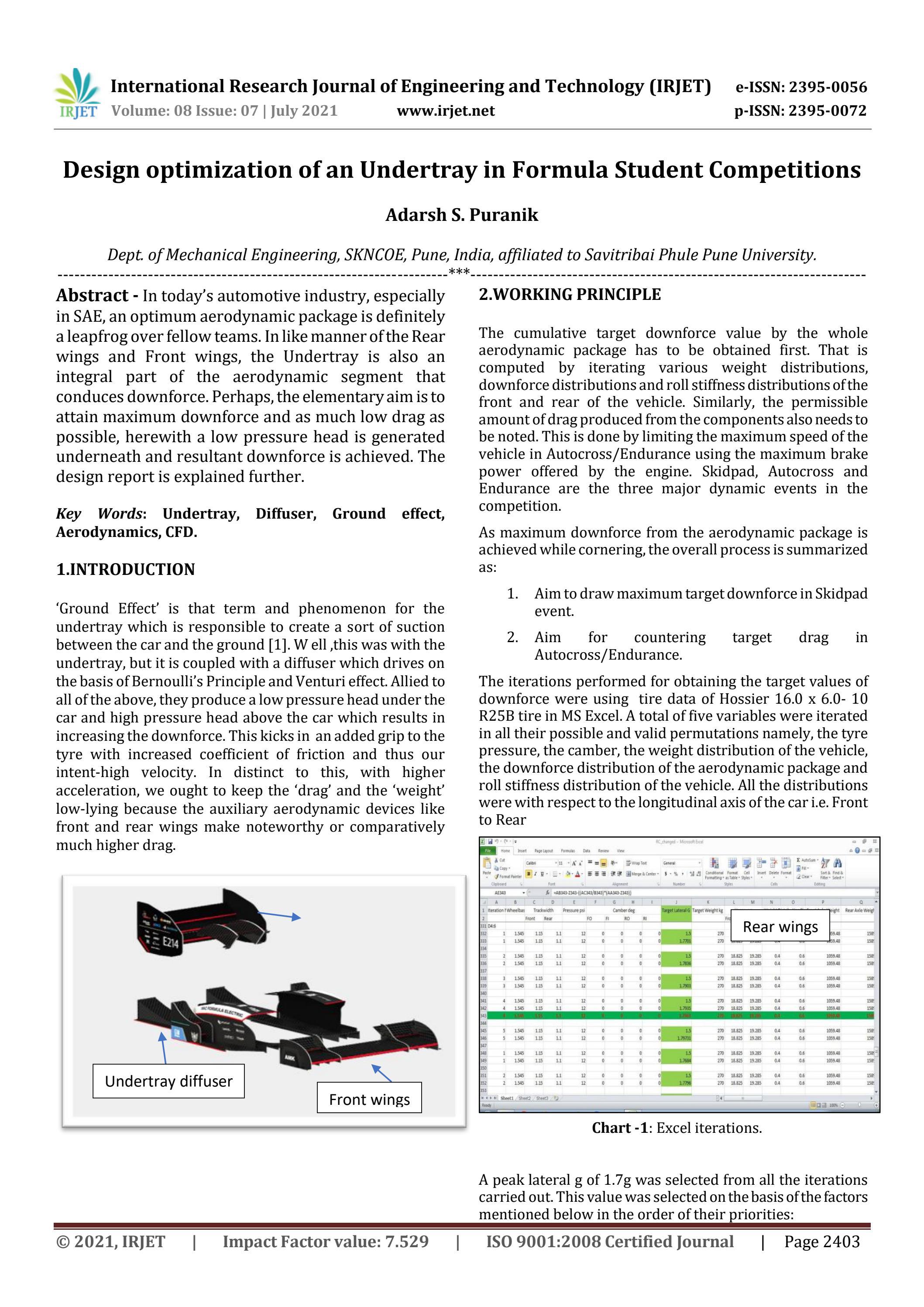 IRJET- Design Optimization of an Undertray in Formula Student ...