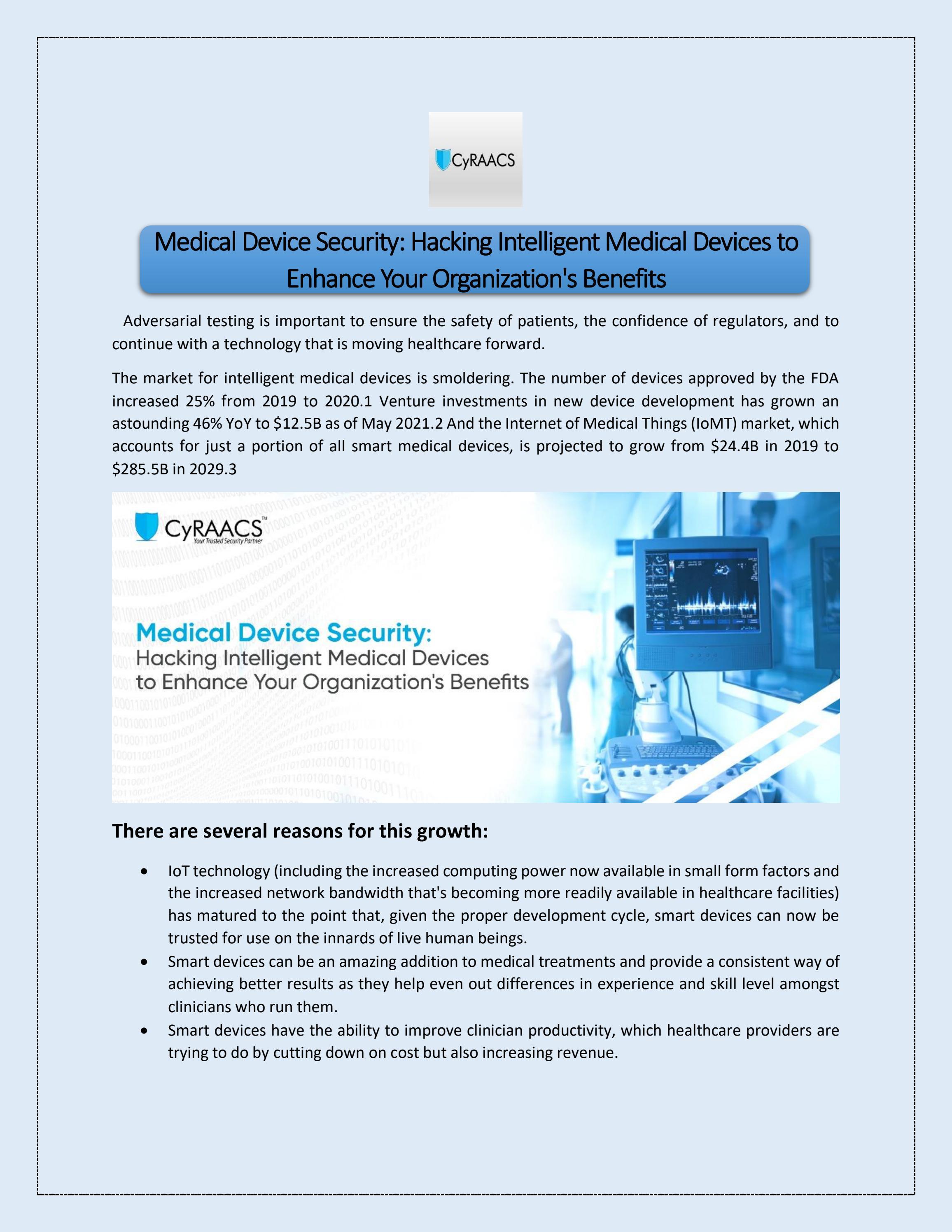 Medical Device Security: Hacking Intelligent Medical Devices to Enhance ...