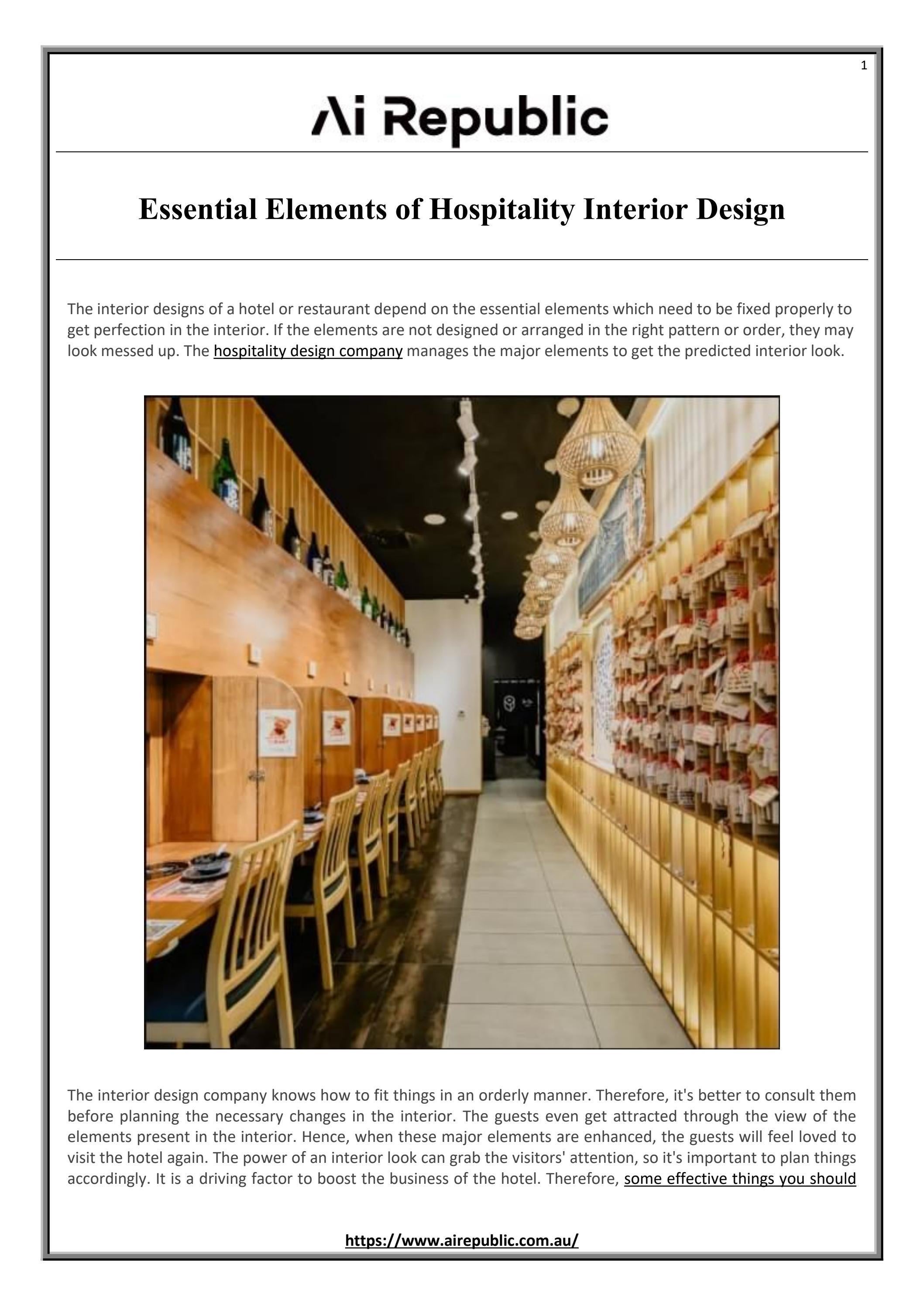 Essential Elements of Hospitality Interior Design by Ai Republic - Issuu