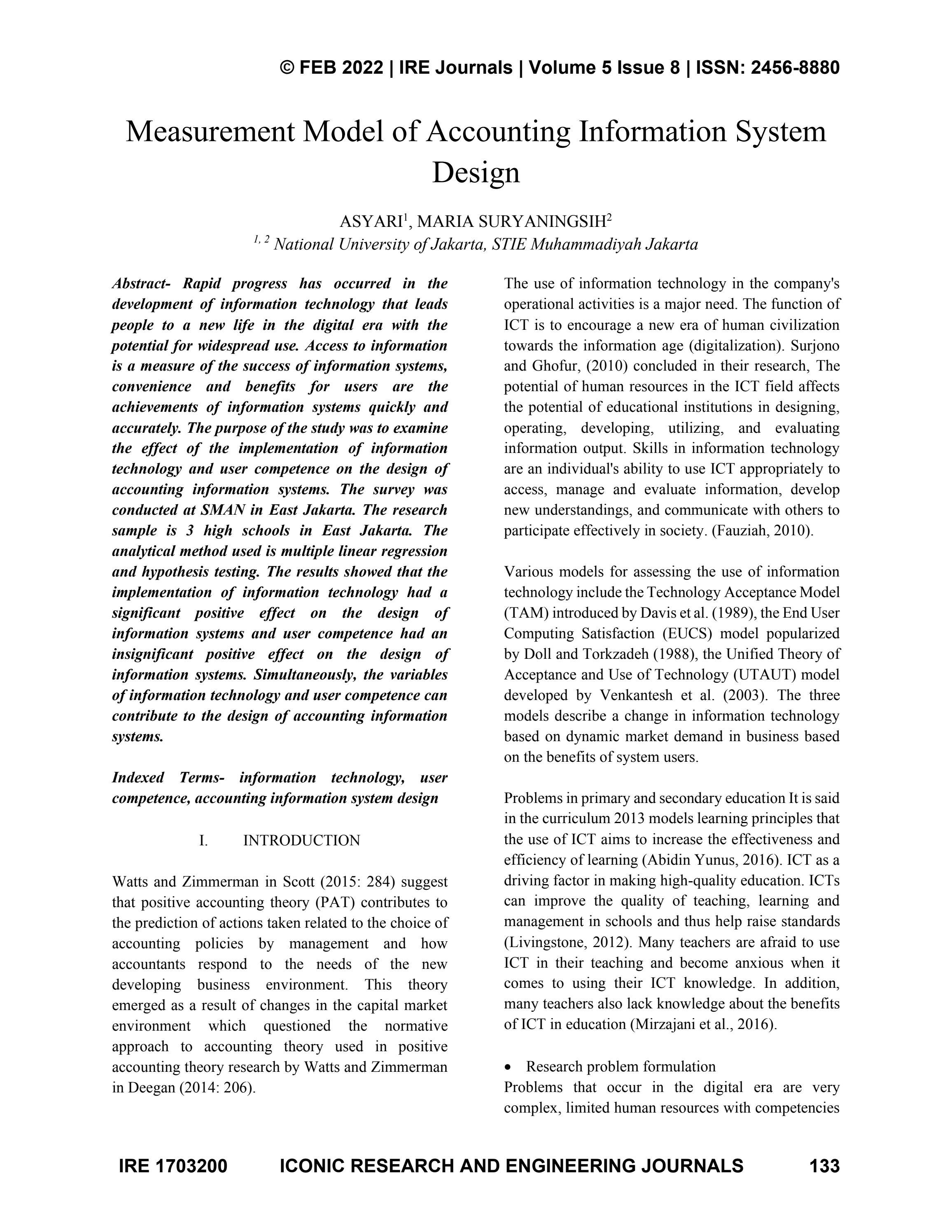 Measurement Model Of Accounting Information System Design By IRE measurement-model-of-accounting-information-system-design-by-ire