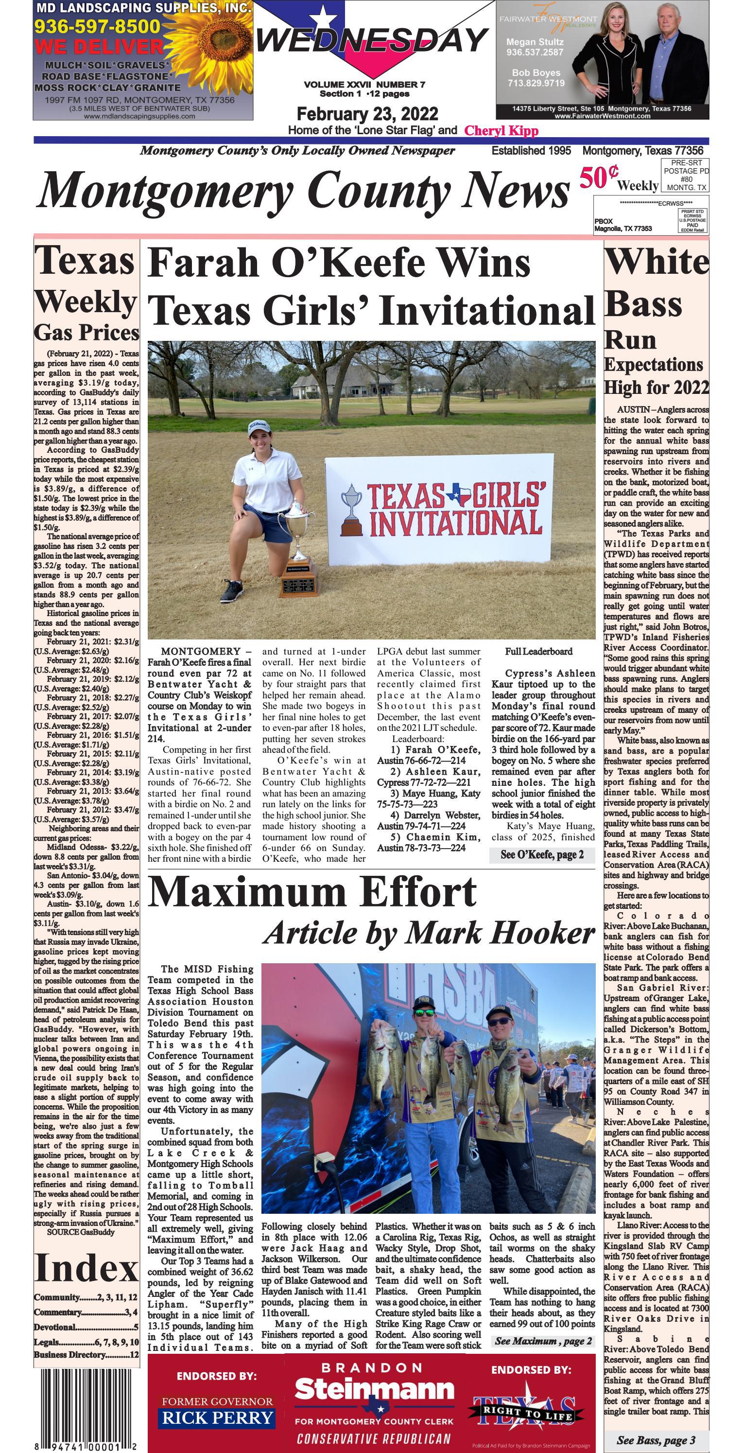 Montgomery County News, February 23, 2022 by Monte West - Issuu