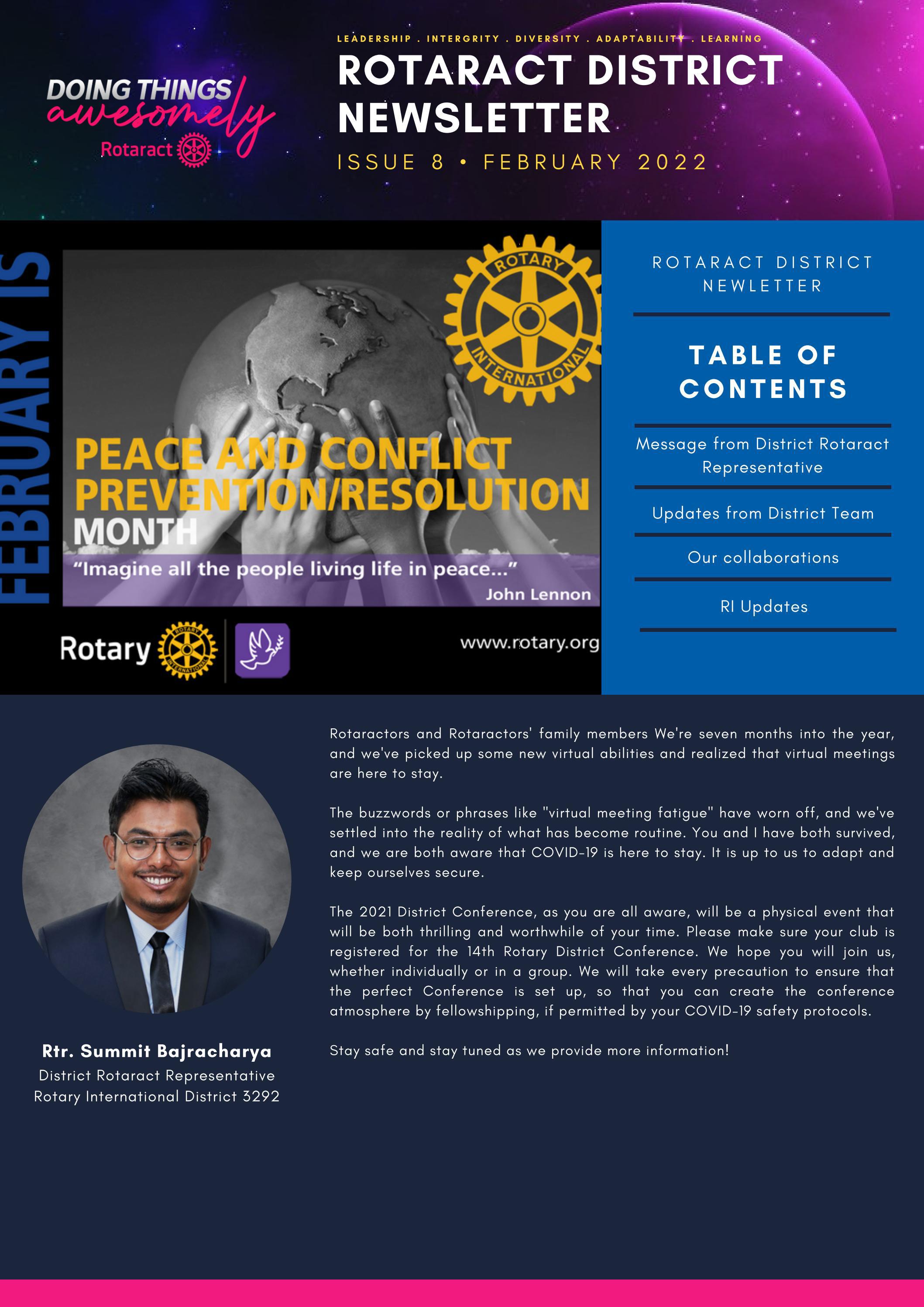 Rotaract District Newsletter | February 2022 | Issue 8 by Rotaract District 3292 - Issuu