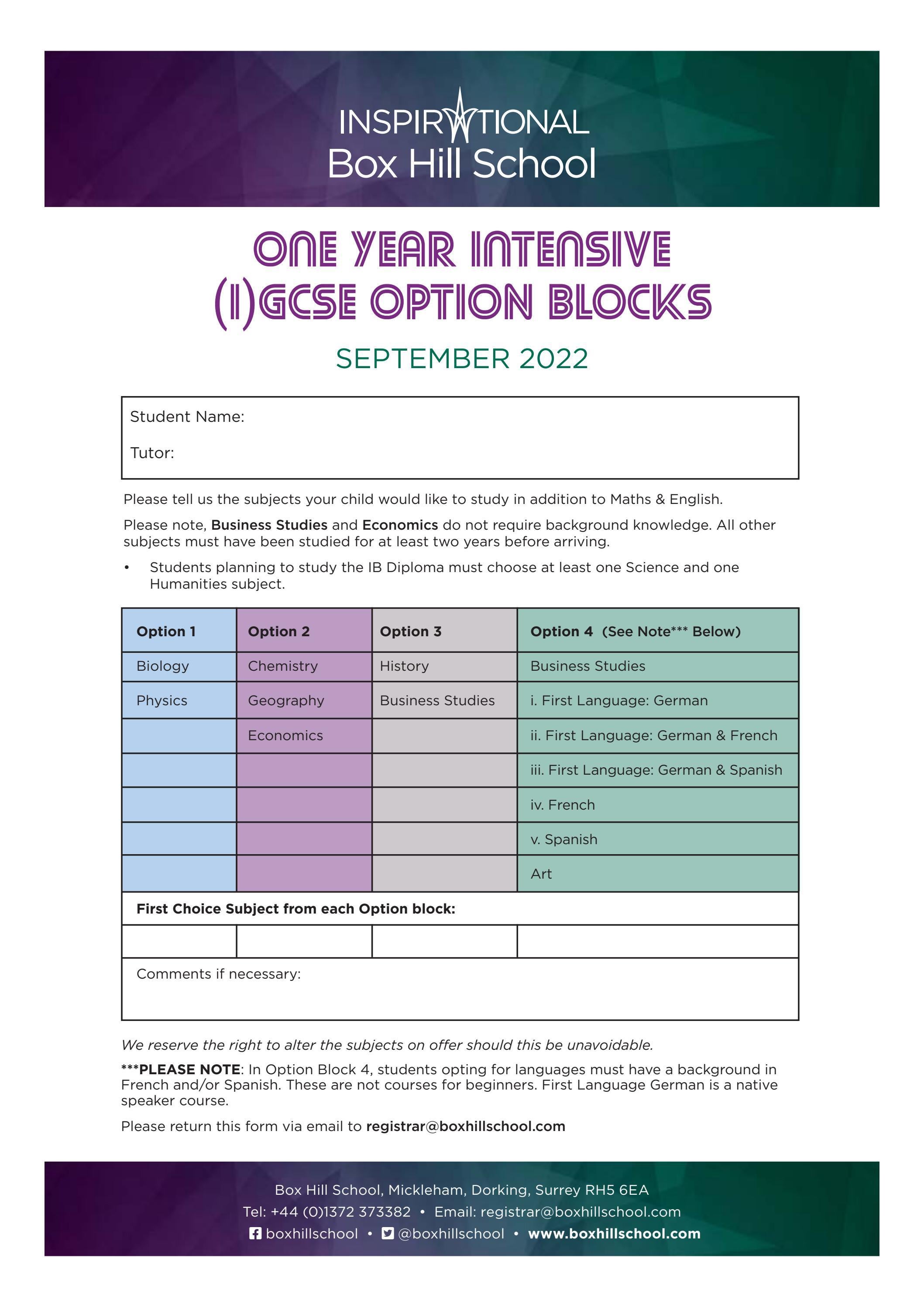 Pre-Sixth Form Option Blocks by Box Hill School - Issuu