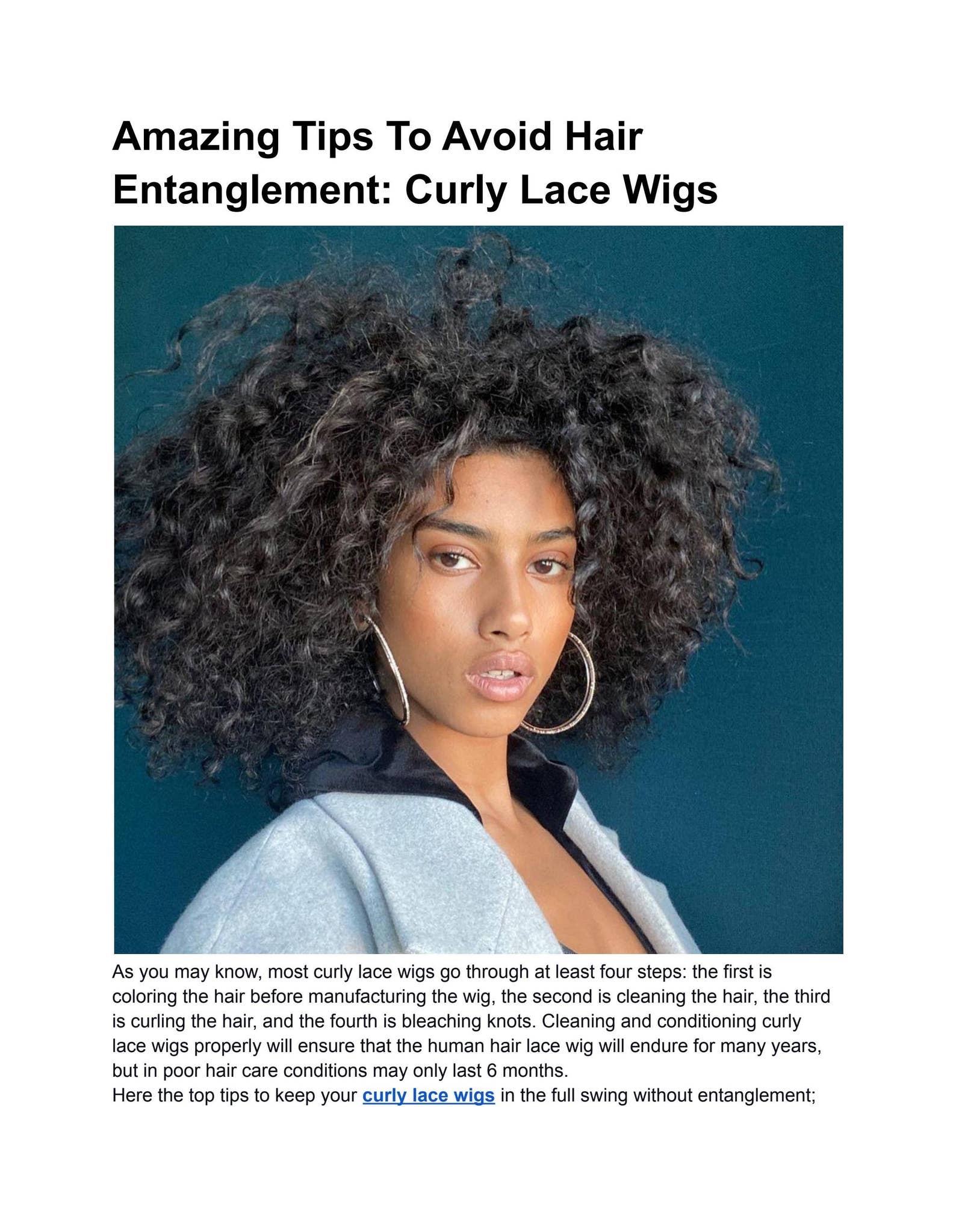 Amazing Tips To Avoid Hair Entanglement: Curly Lace Wigs by Especially ...