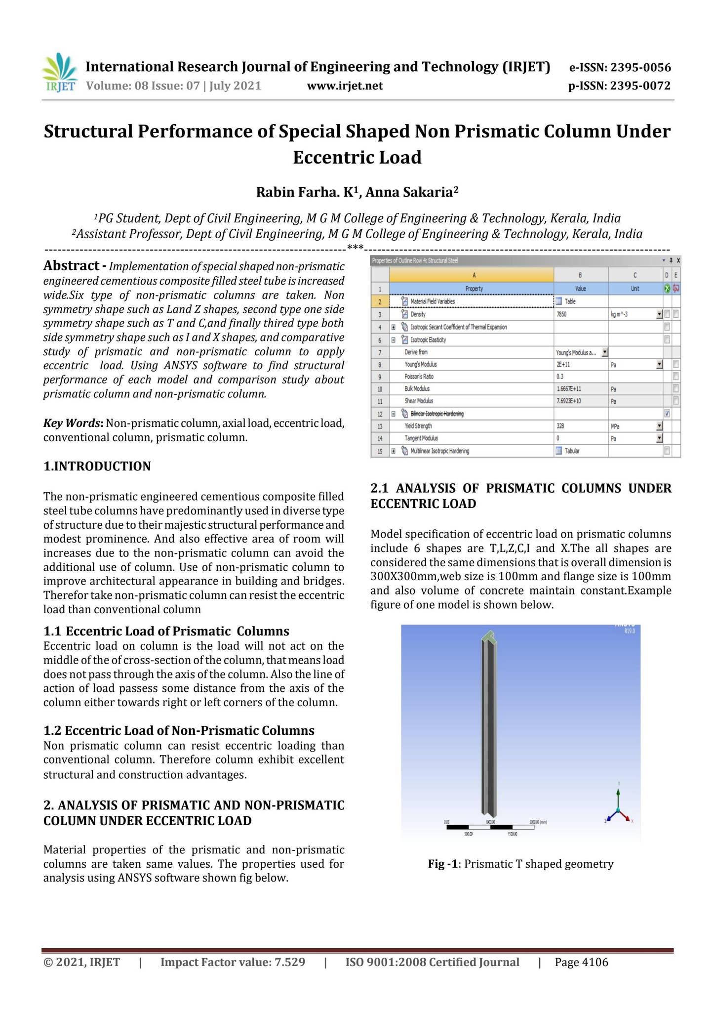 IRJET- Structural Performance of Special Shaped Non Prismatic Column ...