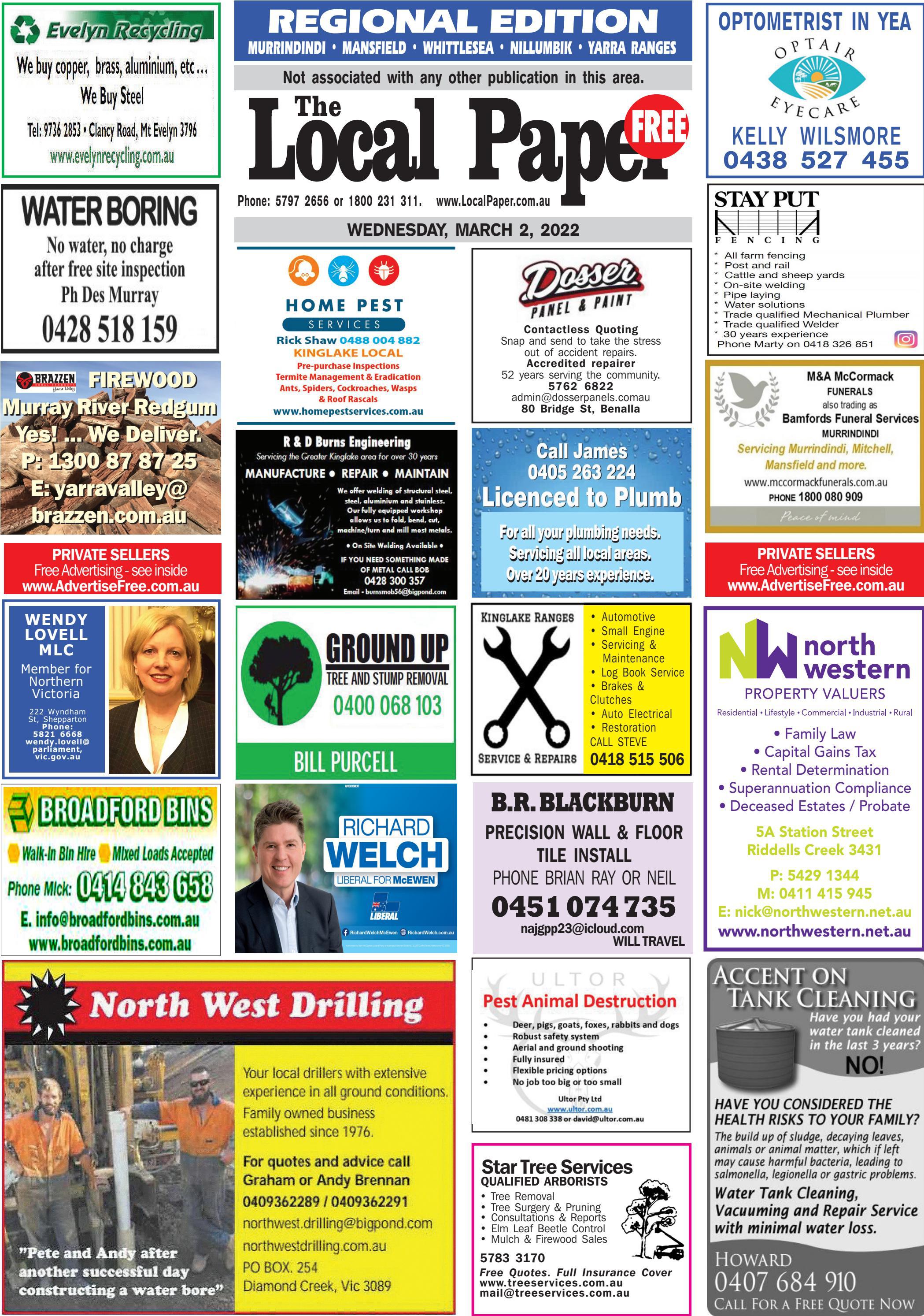 The Local Paper. Regional Edition. Wed., Mar. 2, 2022 by Ash Long - Issuu