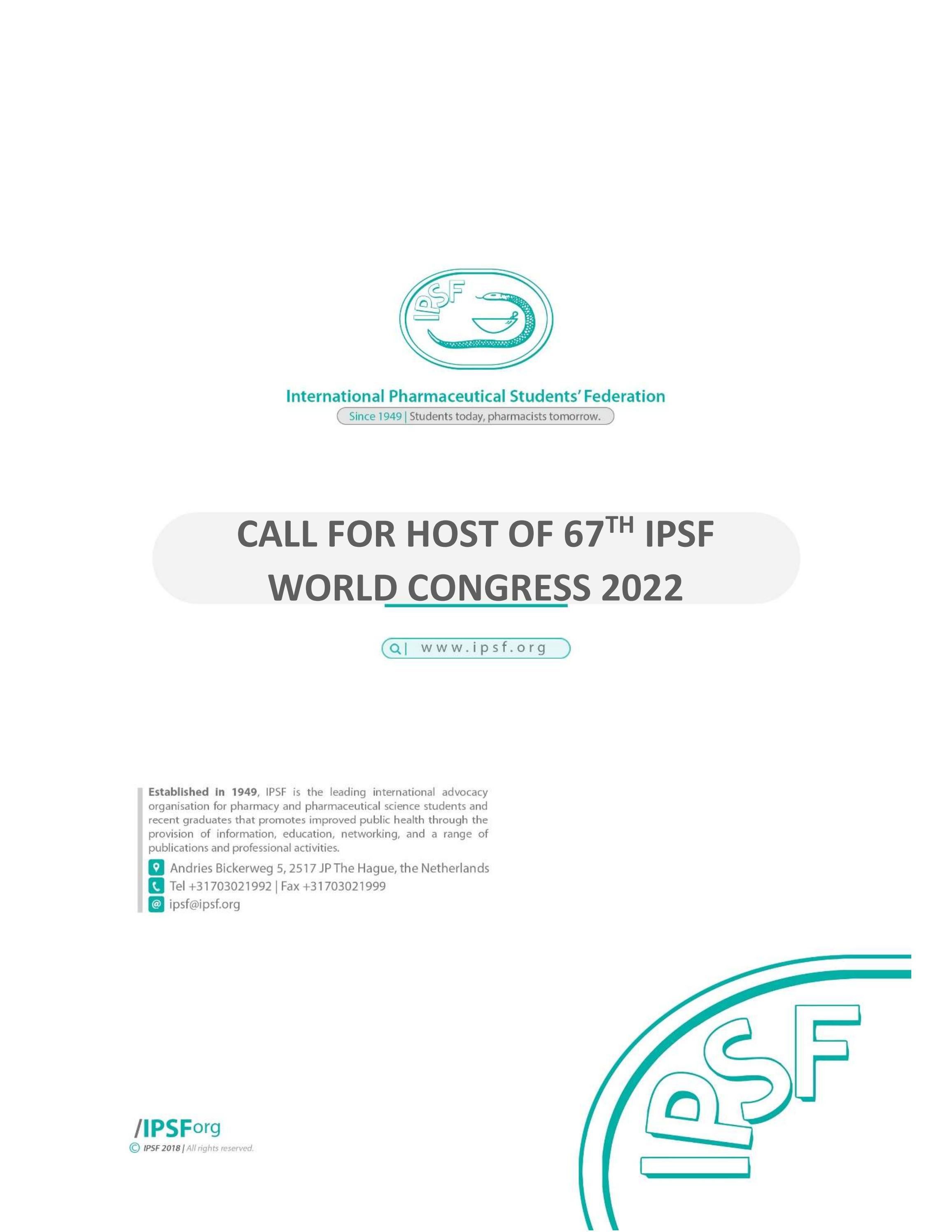 Call for Host of 67th IPSF World Congress 2022 by IPSF AfRO - Issuu
