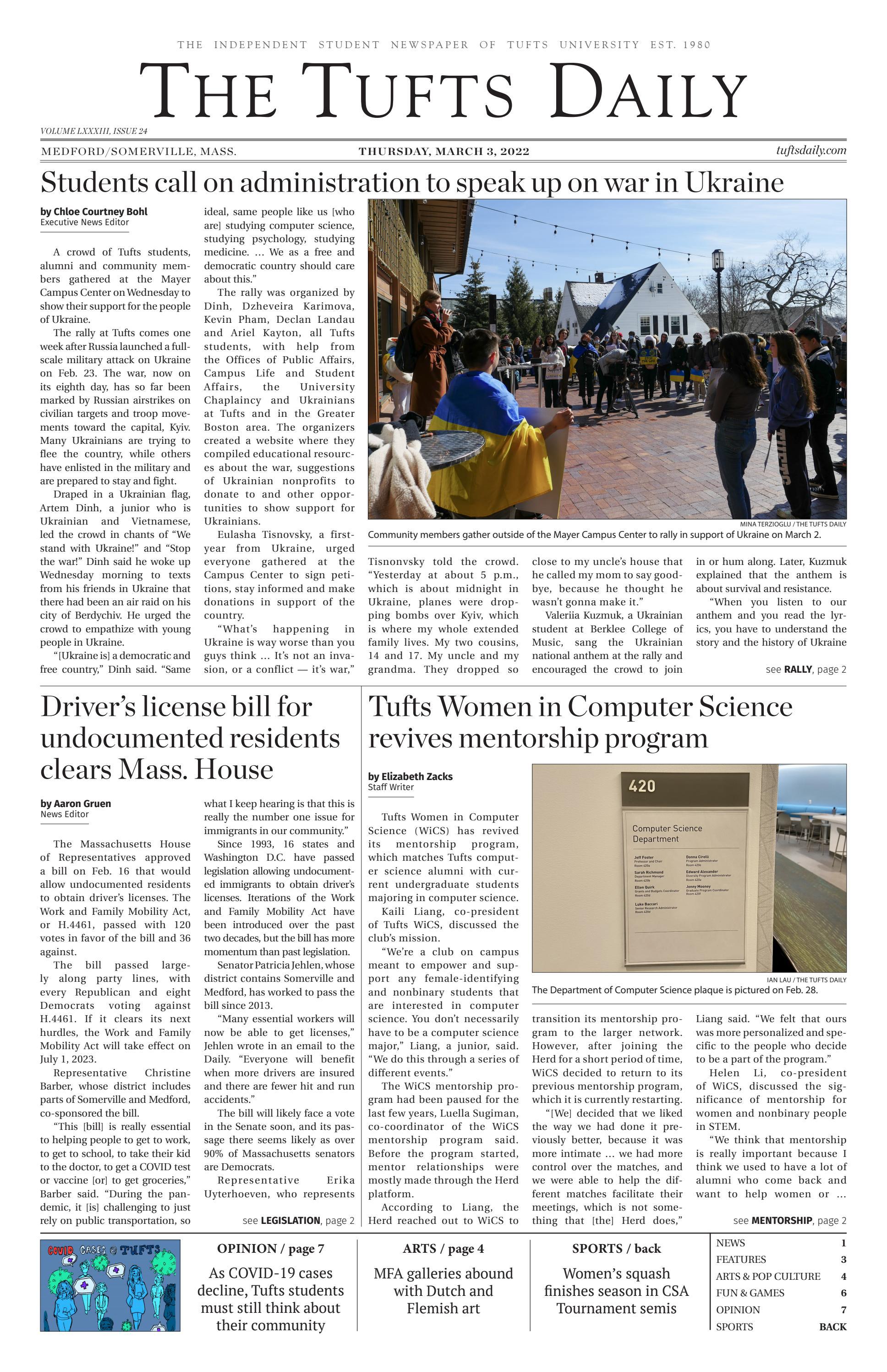 The Tufts Daily - Thursday, March 3, 2022 by The Tufts Daily - Issuu