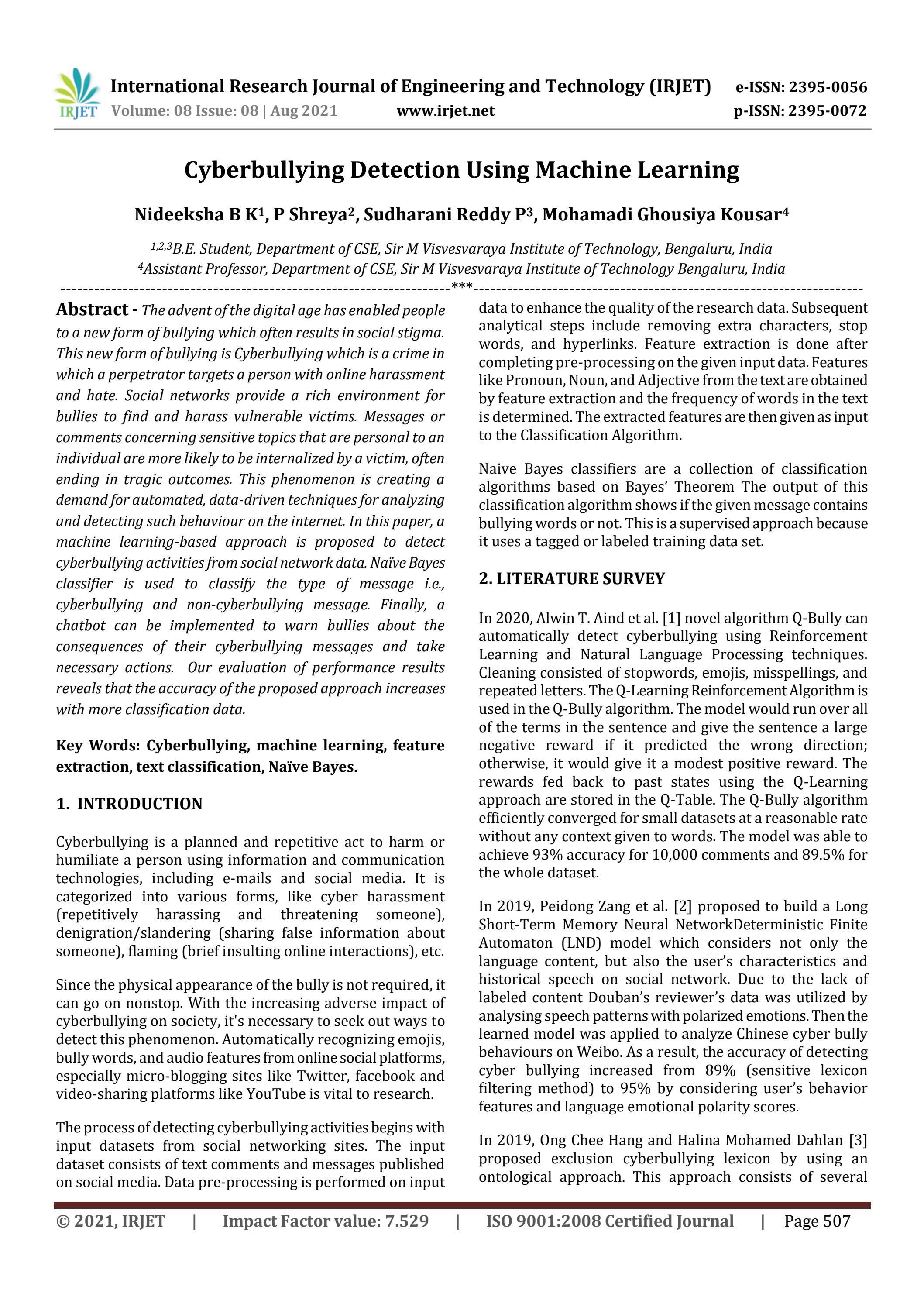 IRJET- Cyberbullying Detection using Machine Learning by IRJET Journal ...