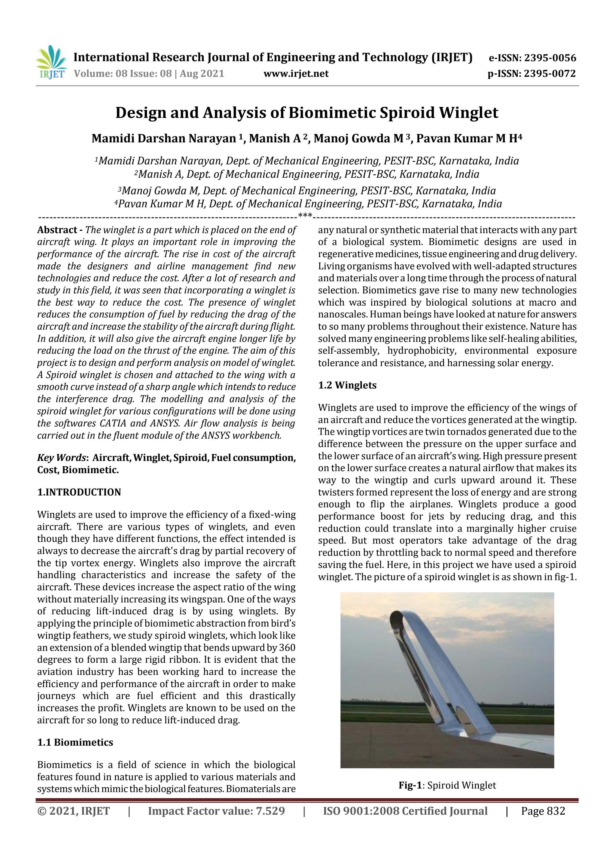 IRJET- Design and Analysis of Biomimetic Spiroid Winglet by IRJET ...