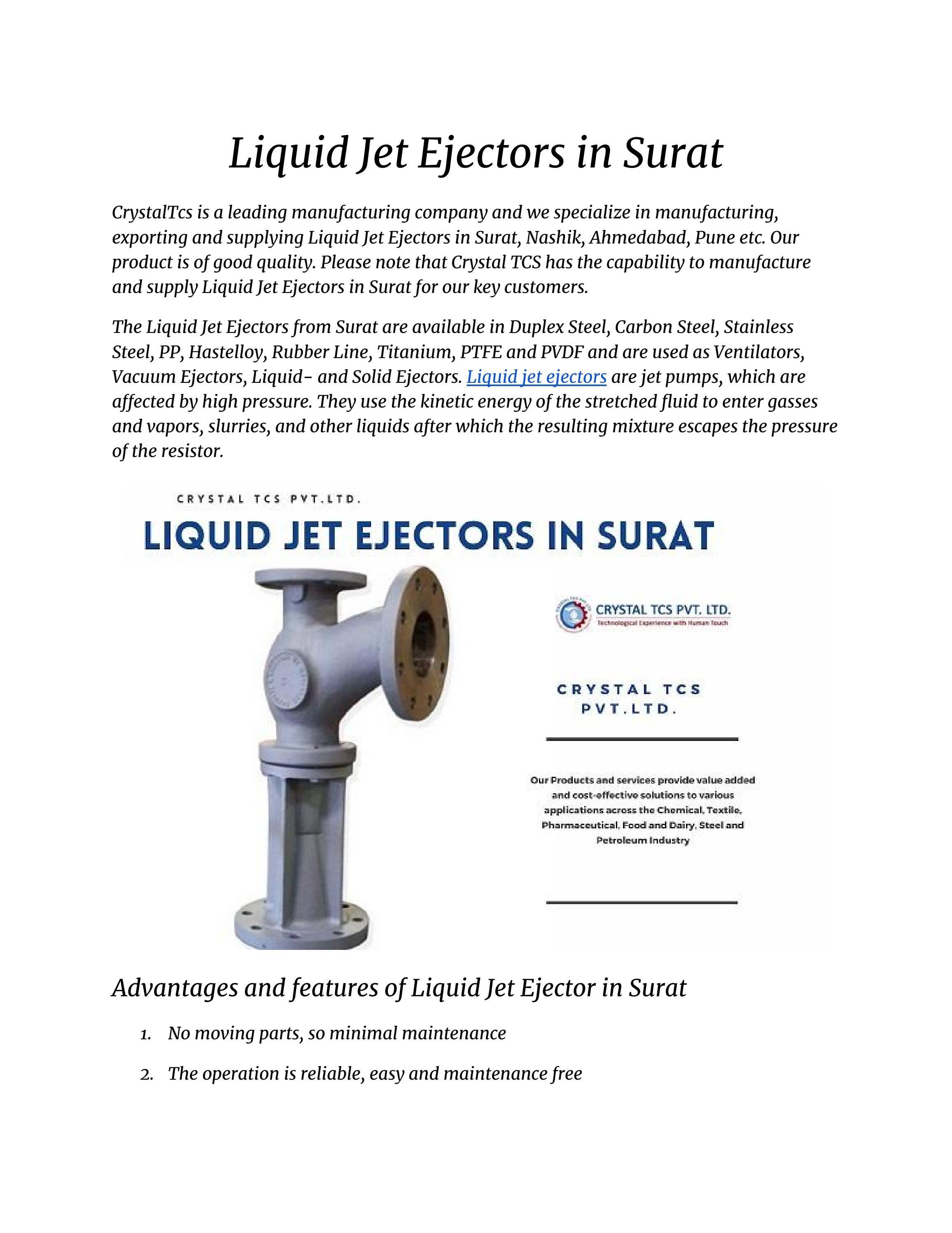Liquid Jet Ejectors in Surat by crystaltcs - Issuu