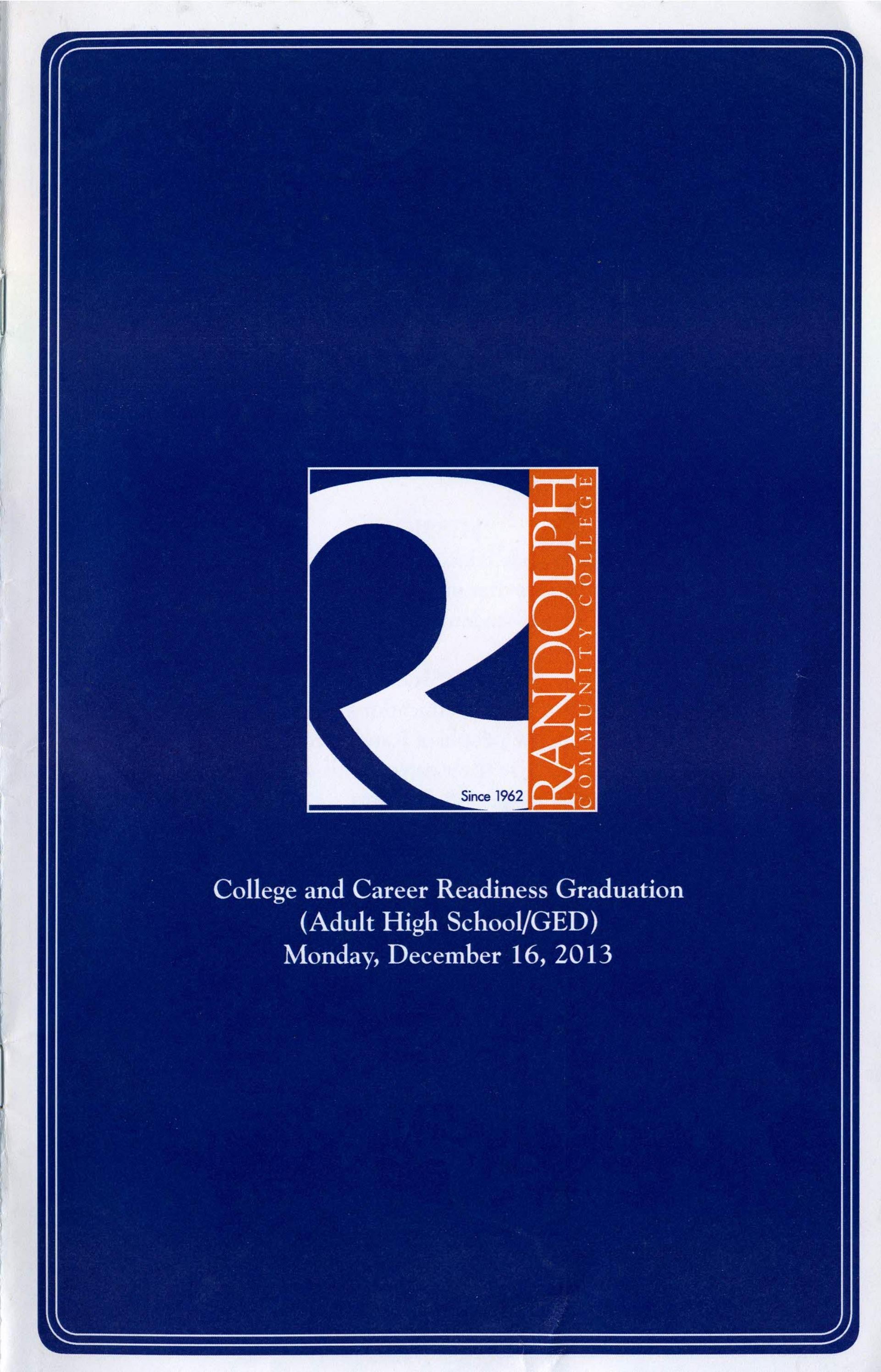 Graduation Program December 2013 AHS GED by Randolph CC Archives - Issuu