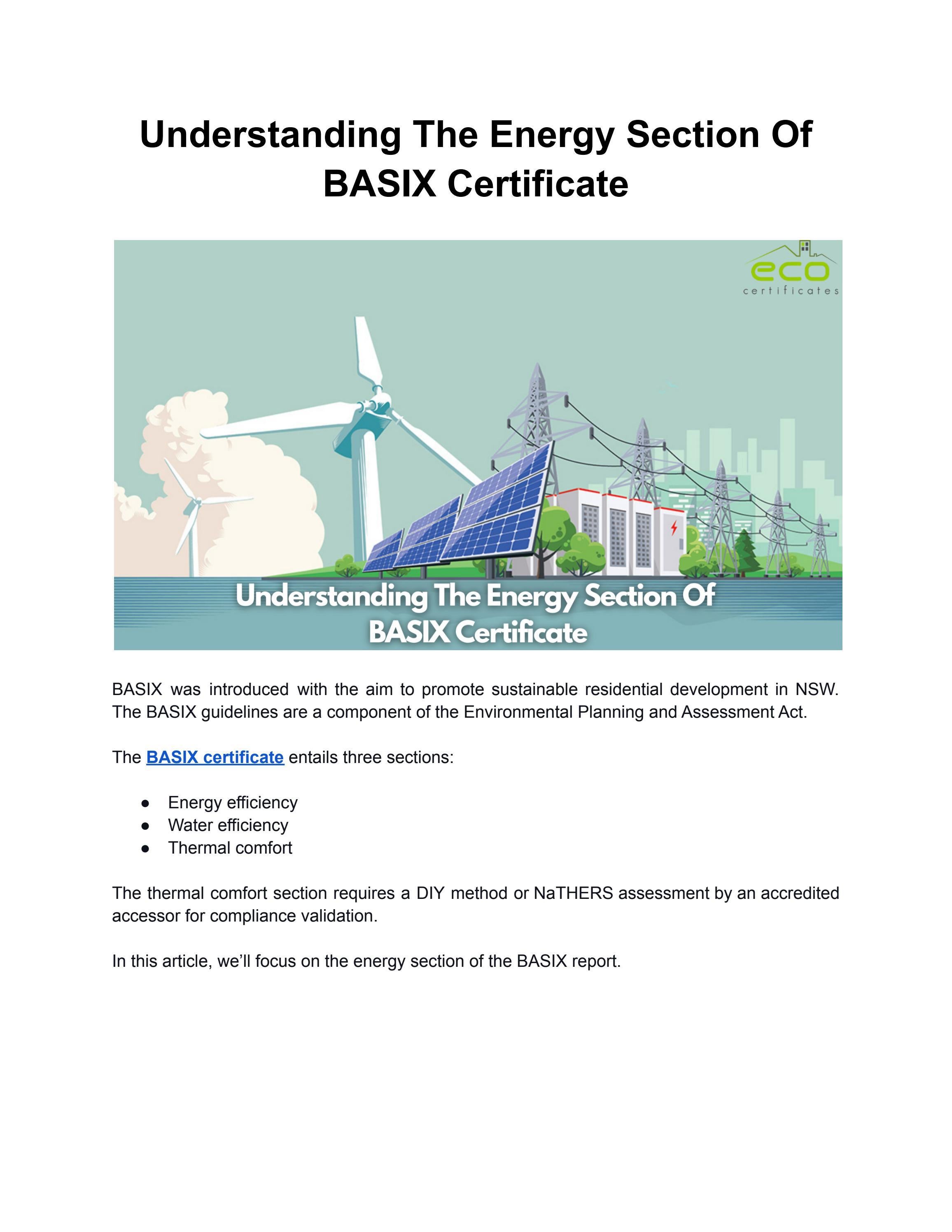 Understanding The Energy Section Of BASIX Certificate by Eco ...