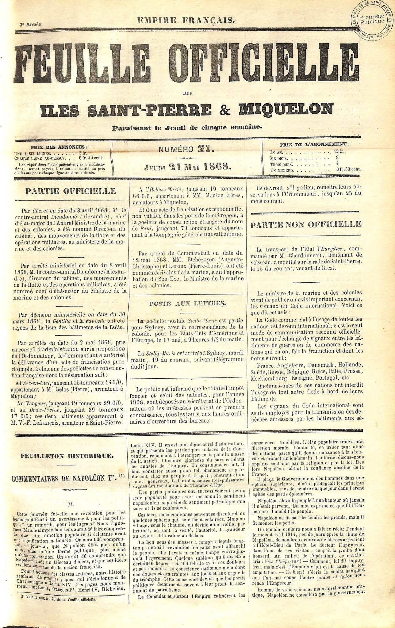 1868-05-21 by L'Arche Musée et Archives Saint-Pierre et Miquelon - Issuu