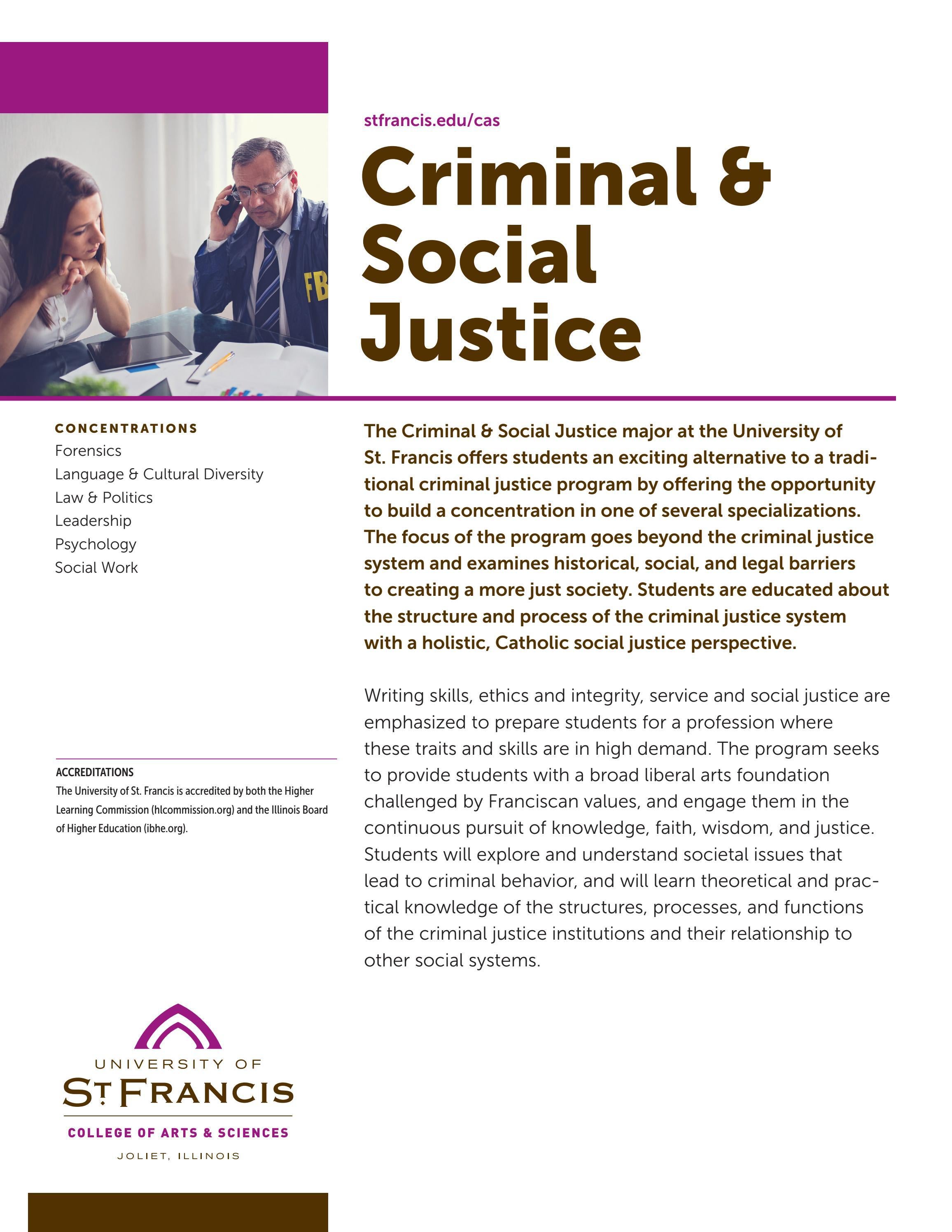Programs: Criminal & Social Justice (B.A.) by University of St. Francis ...