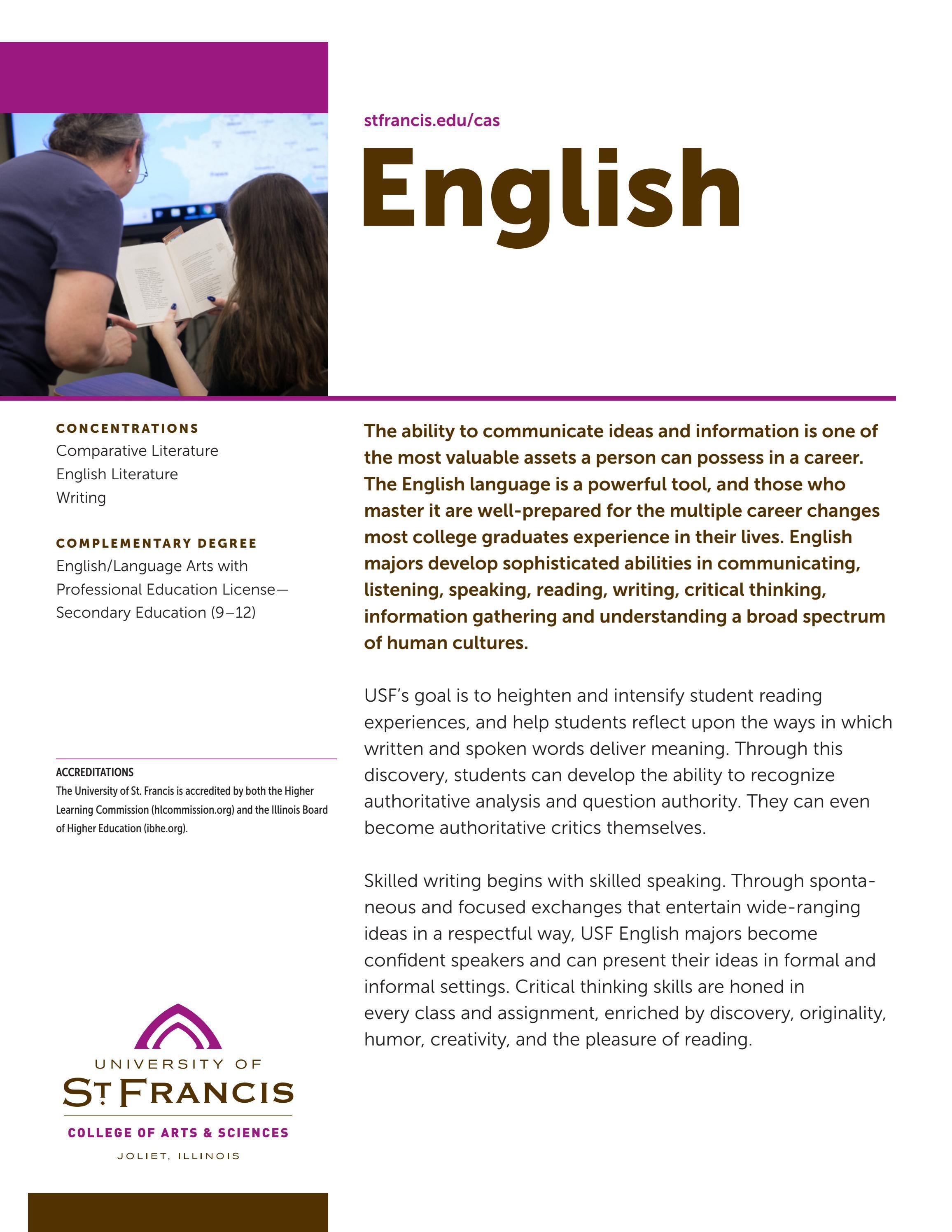 Programs: English (B.A.) by University of St. Francis - Issuu