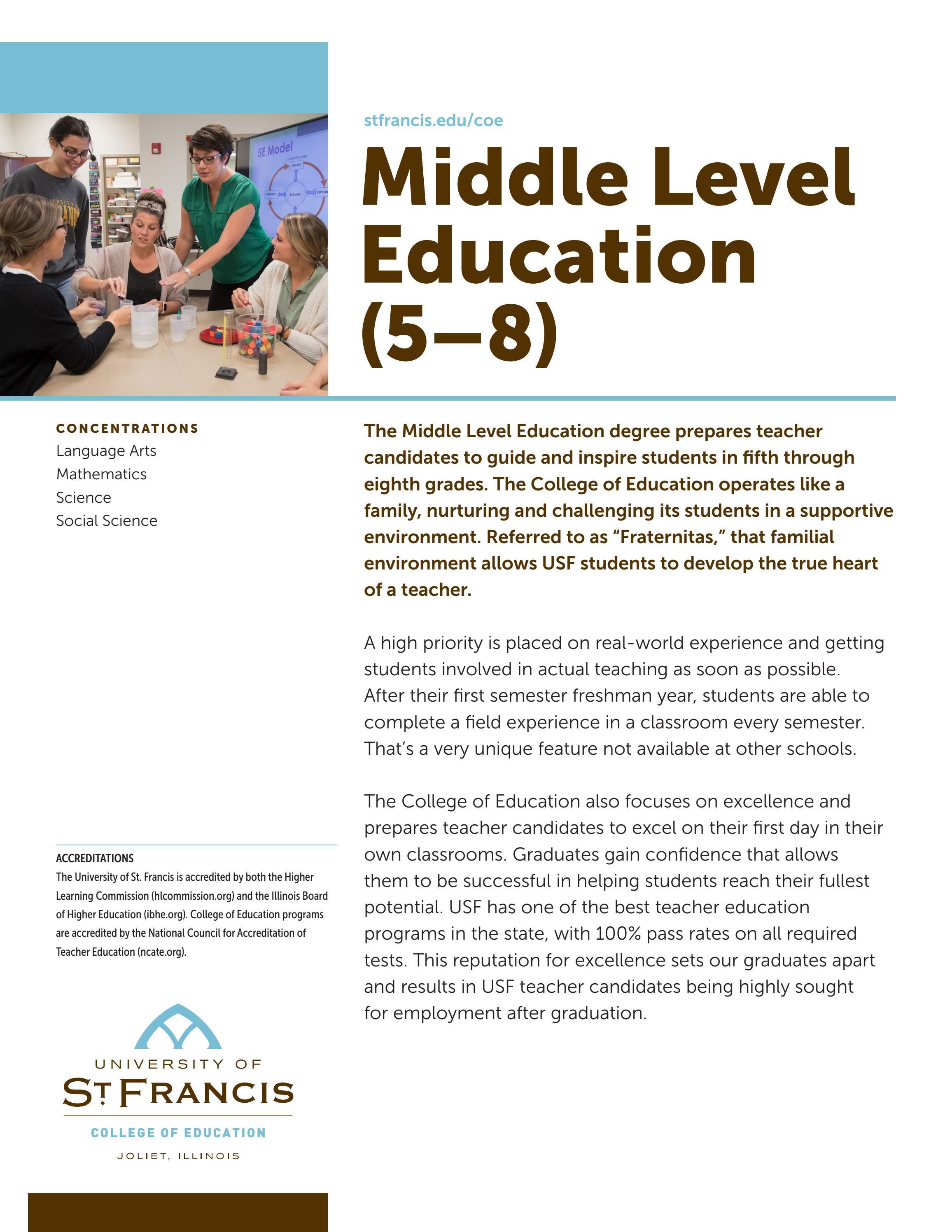 Programs: Middle Grades Education 5-8 (B.A.) by University of St. Francis - Issuu