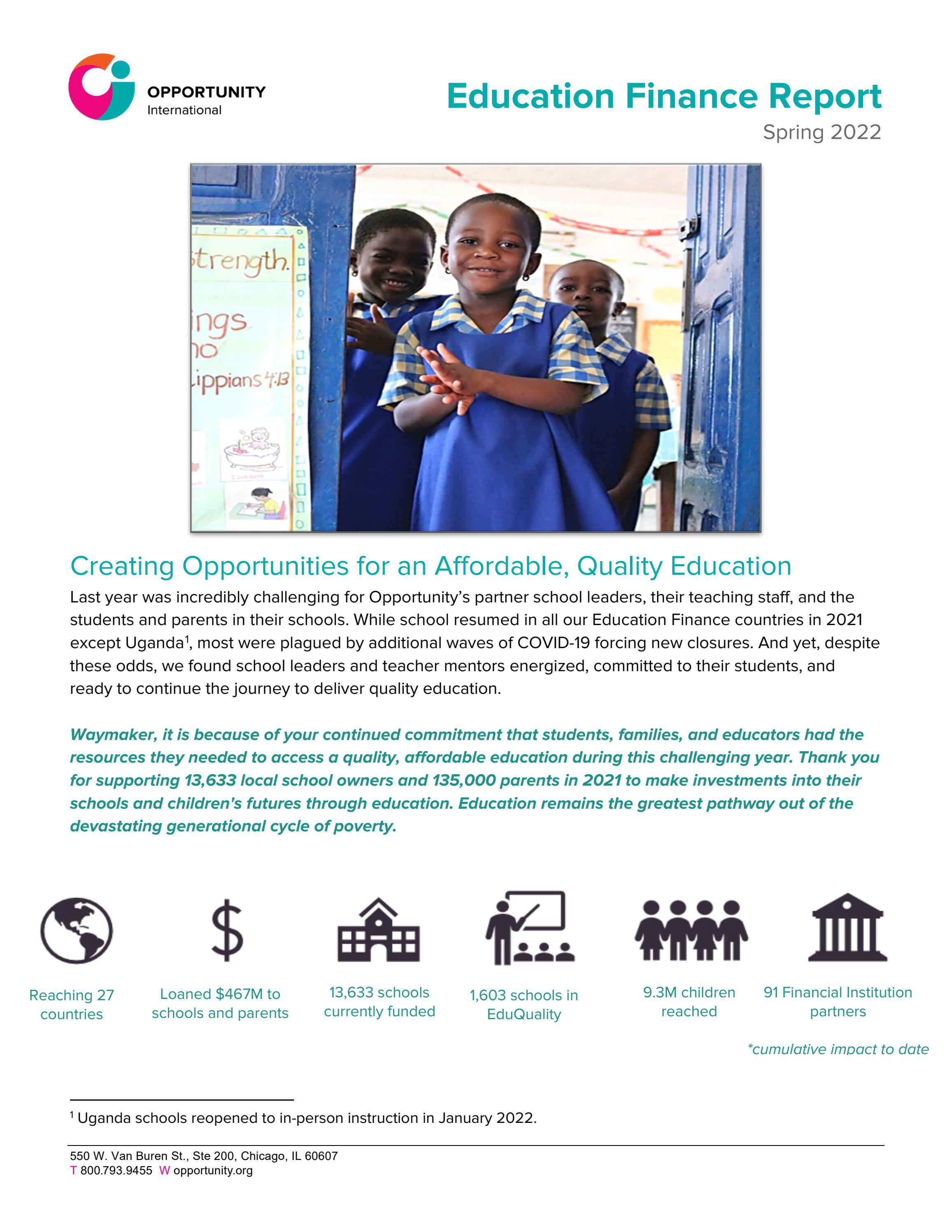 Spring 2022 - Education Finance Report by Opportunity International - Issuu